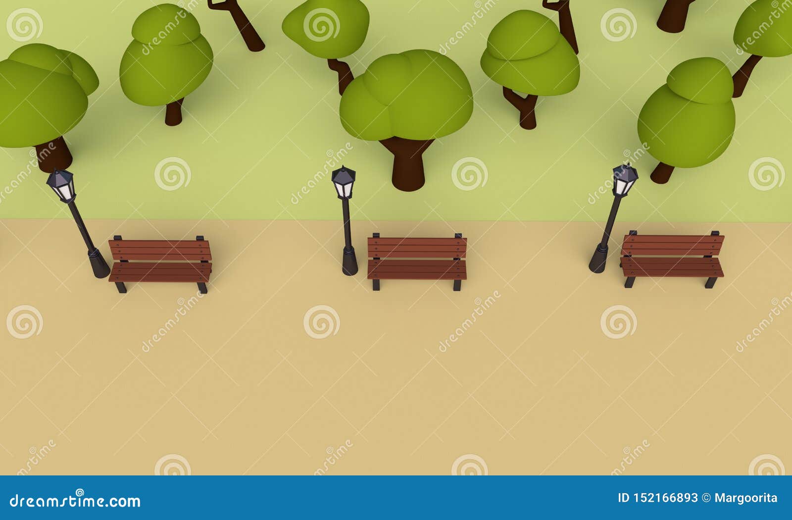 Summer Park. Top View. 3d Rendering Stock Illustration - Illustration ...
