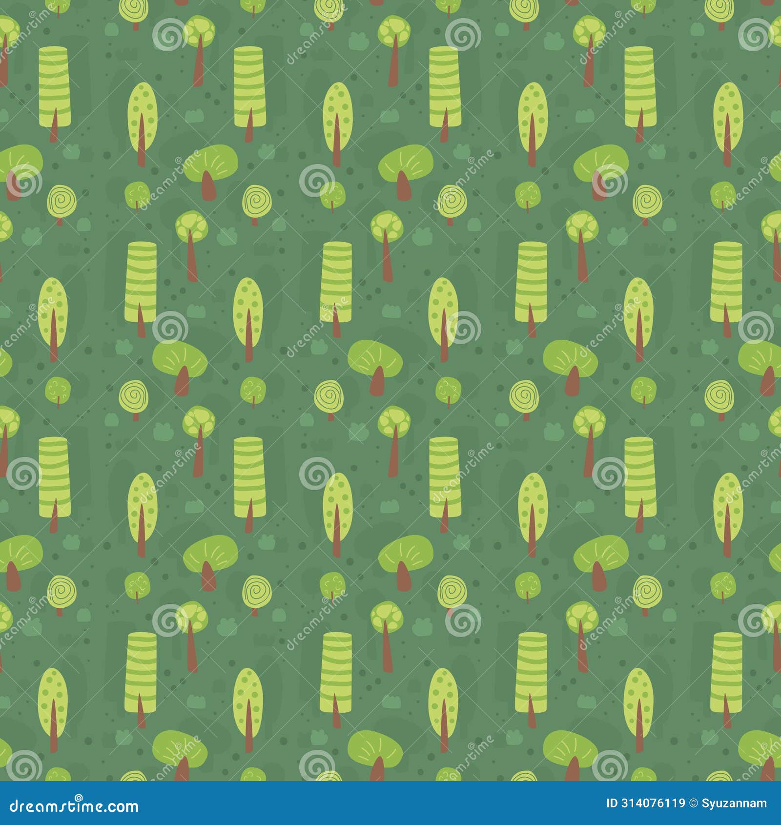 Summer Park Landscape Seamless Pattern. Trees Endless Background ...