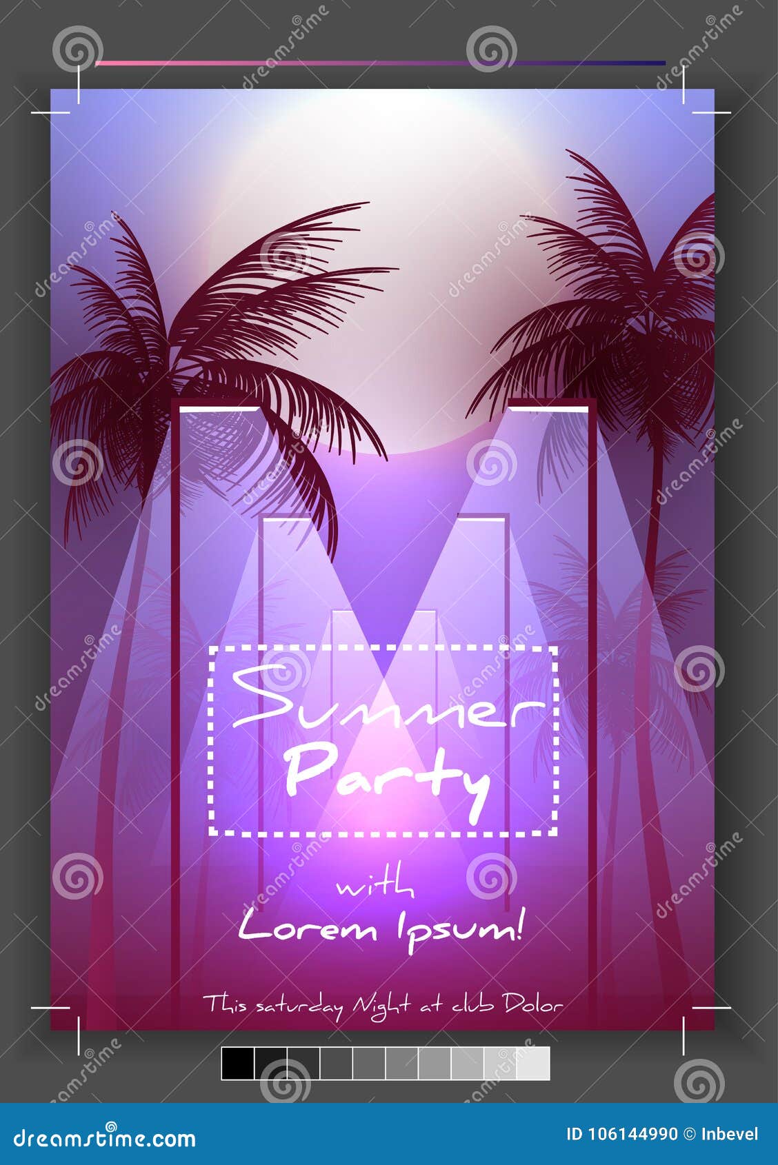 Summer Party Flyer Design with Palmtrees - Vector Illustration Stock ...