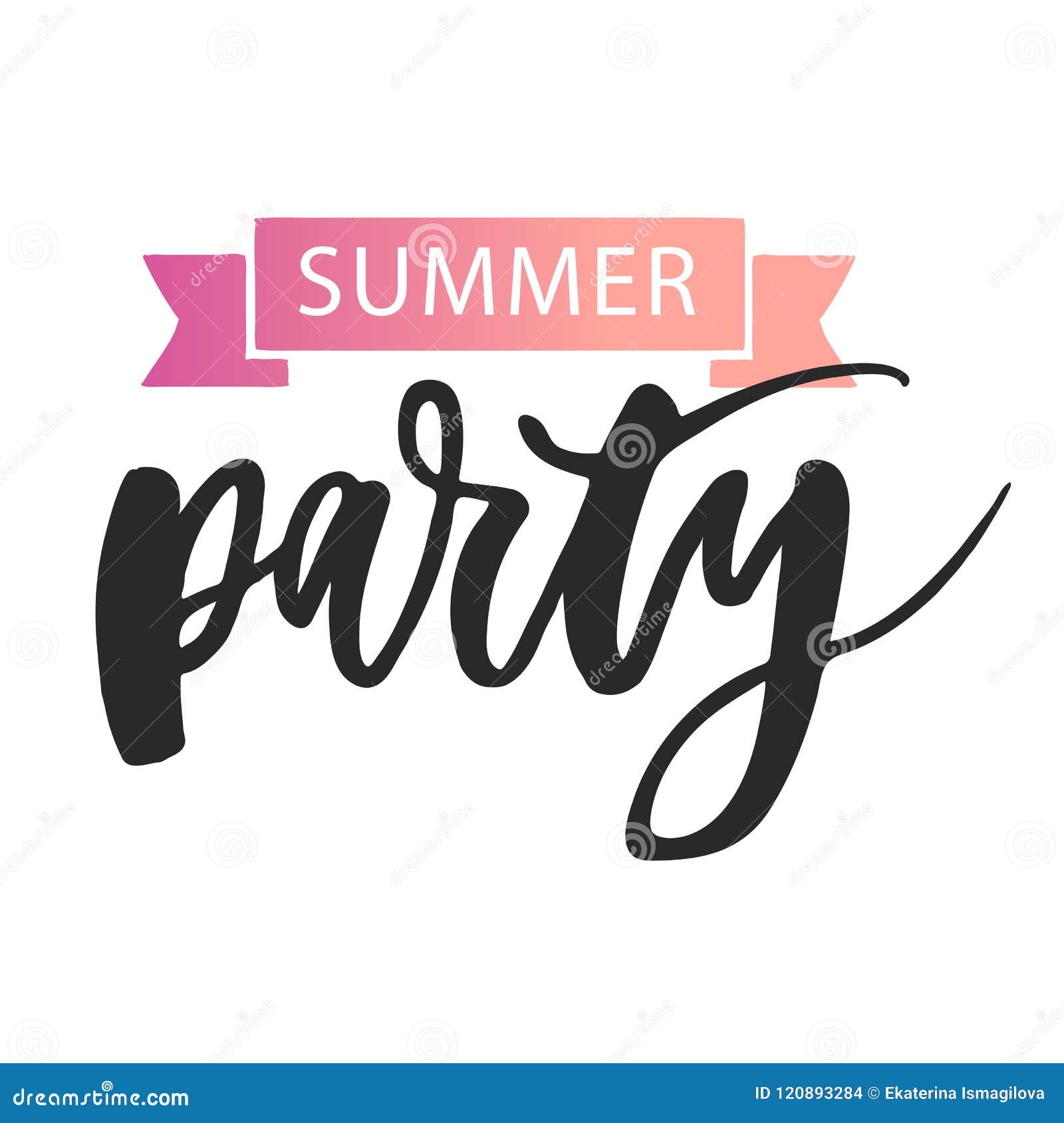 Summer Party Lettering Calligraphy Text Phrase Black Stock Illustration ...