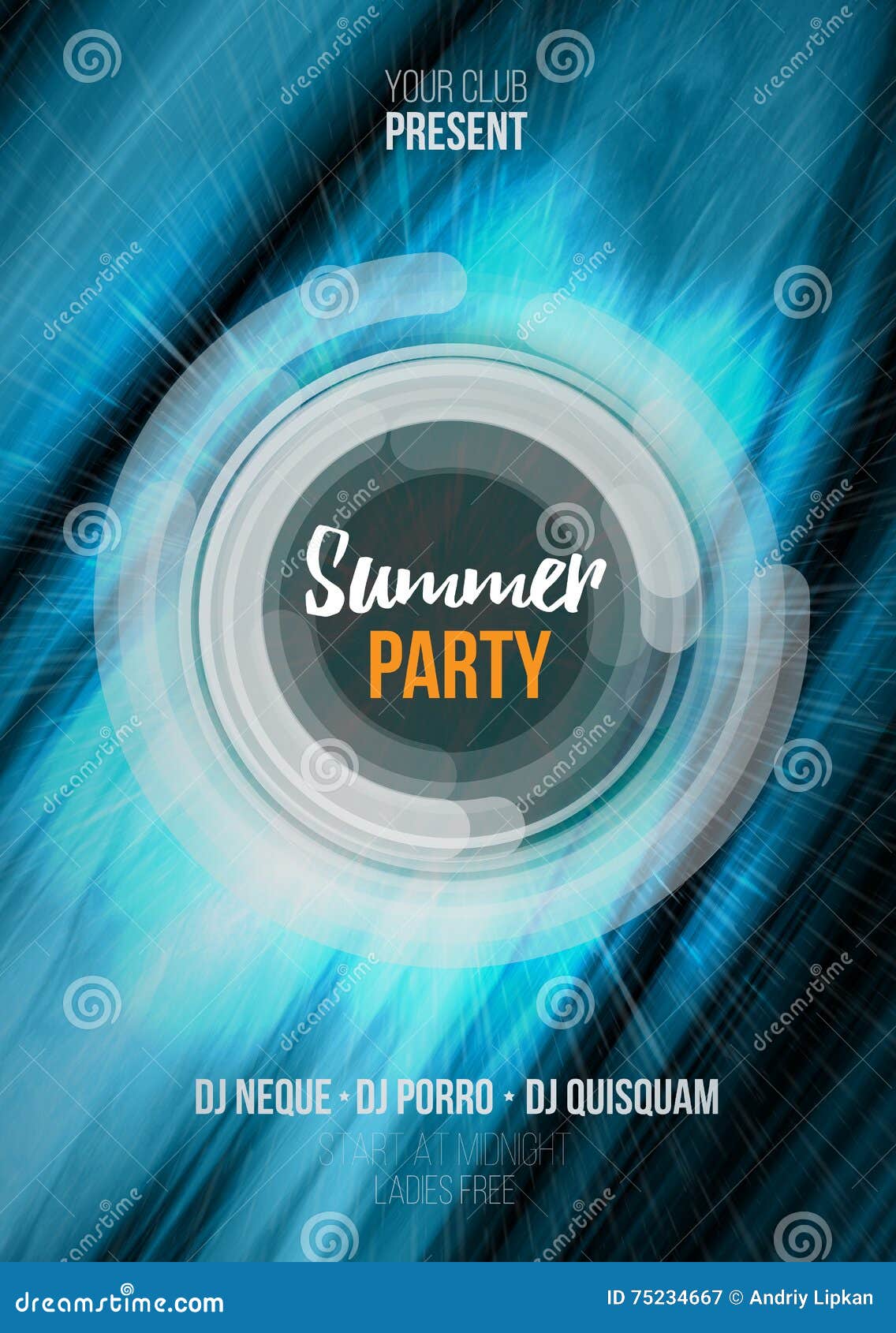 Summer Party Poster with Abstract Background. Vector Illustration EPS10 ...