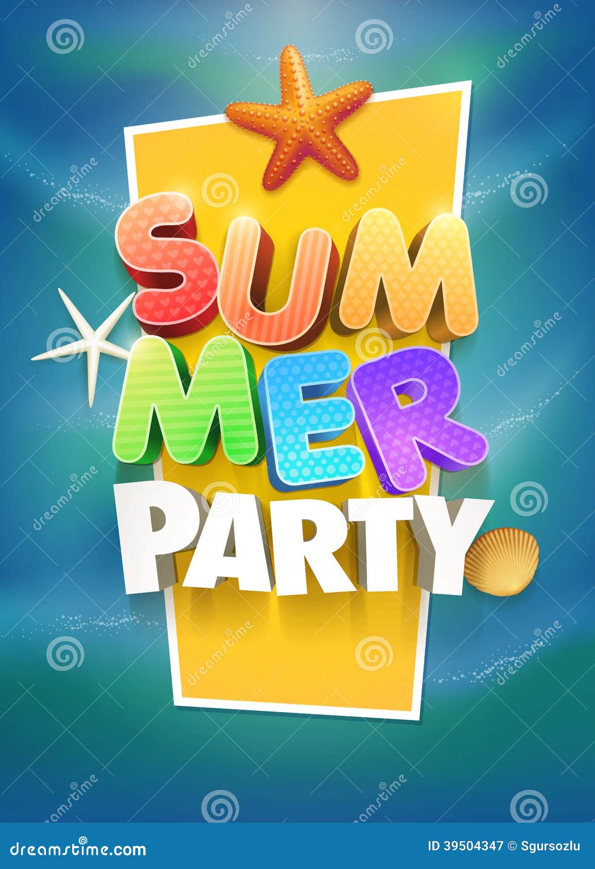 Summer Party Poster stock vector. Illustration of letter - 39504347