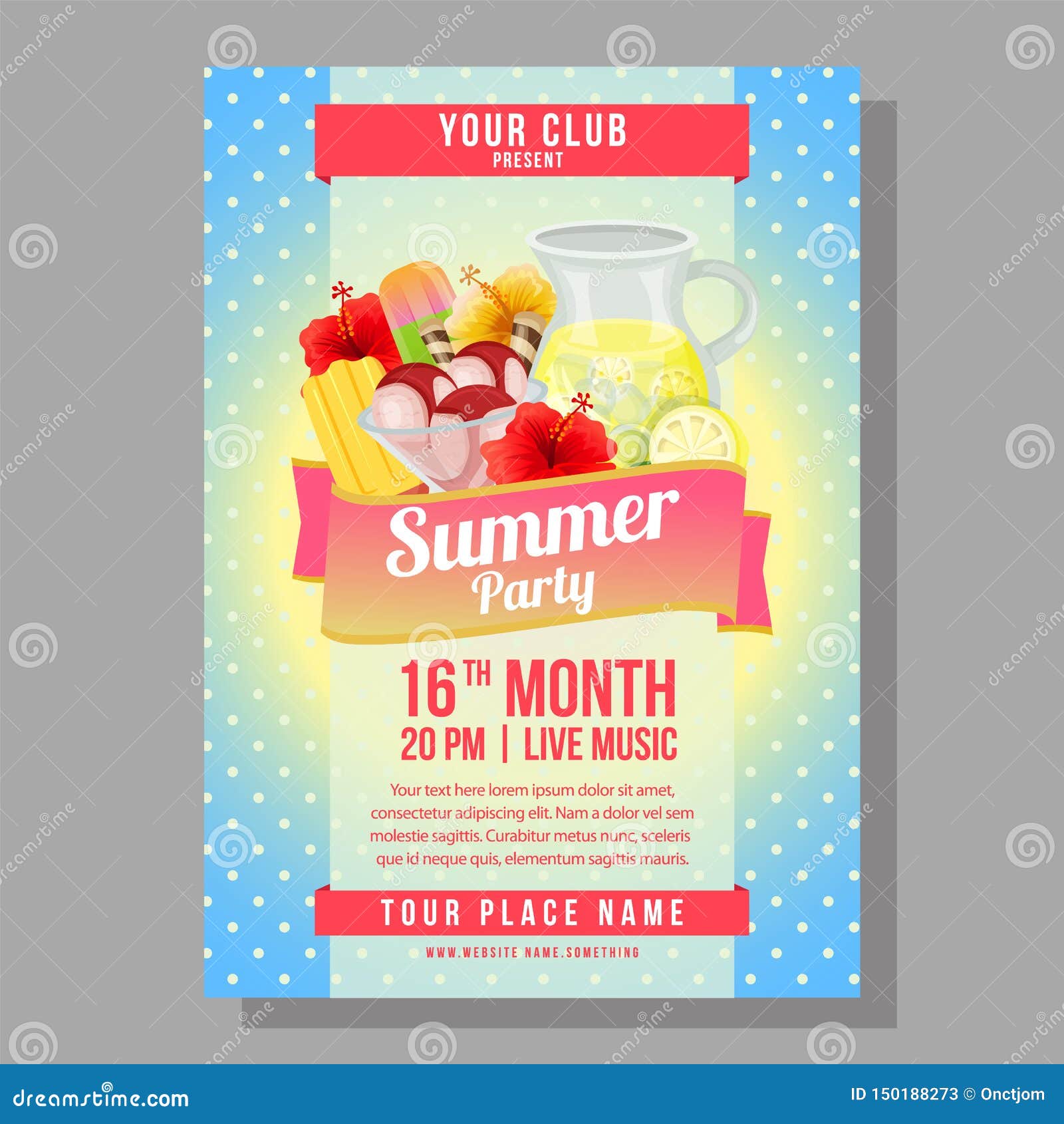 Summer Party Poster Holiday with Refreshment Stock Vector ...