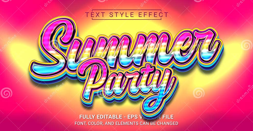 Summer Party Text Style Effect. Editable Graphic Text Template Stock ...