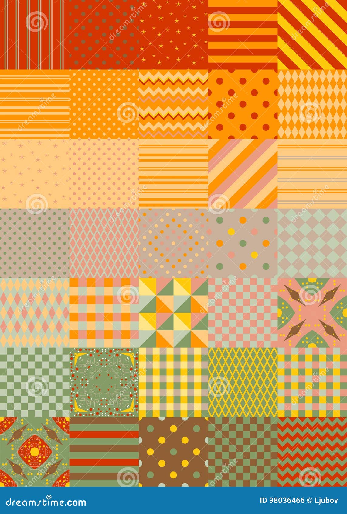 Summer Patchwork Pattern. Multicolor Square Patches Stock Vector ...