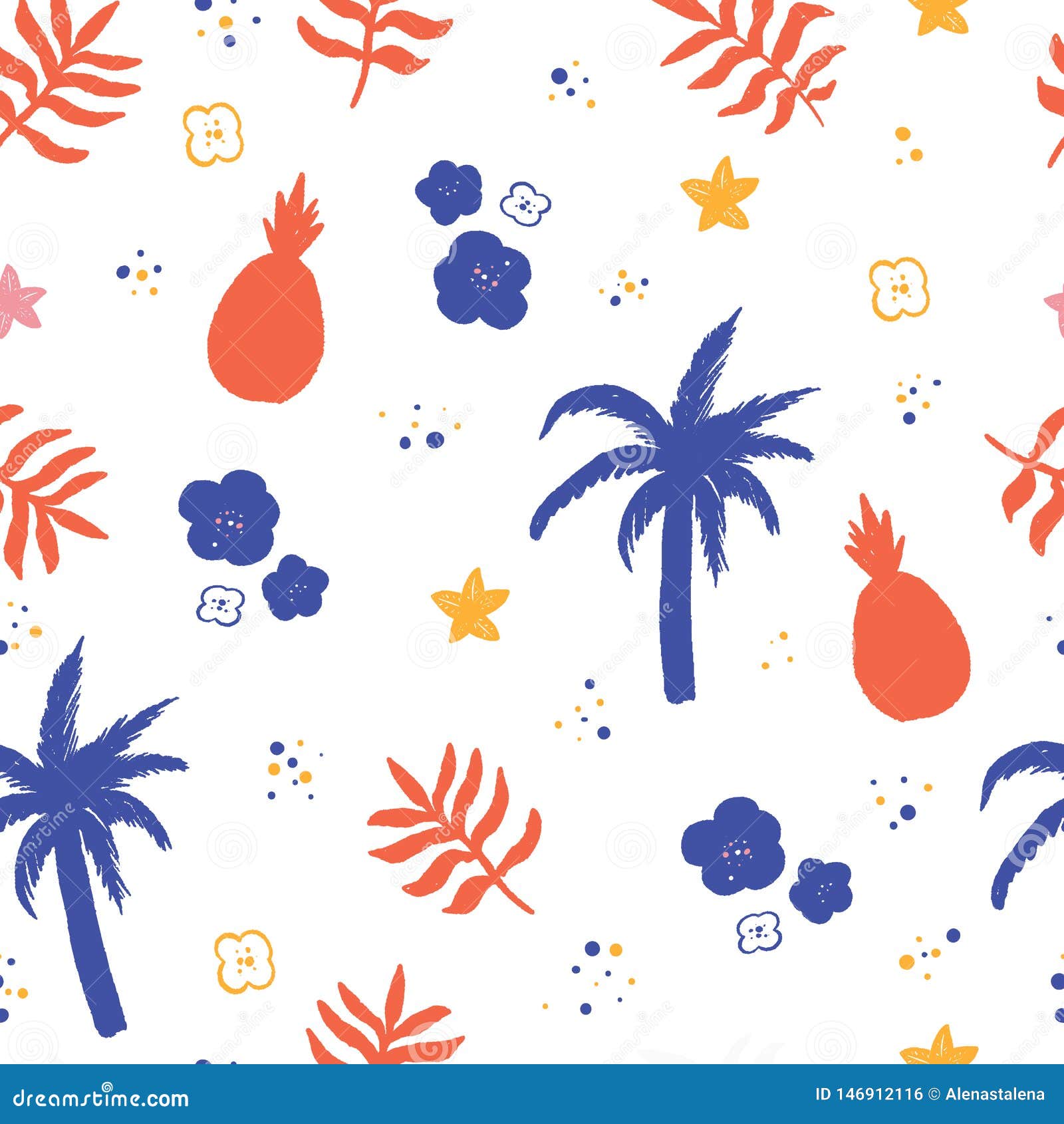Summer Pattern in Cartoon Style Vector Illustration. Beach Background ...