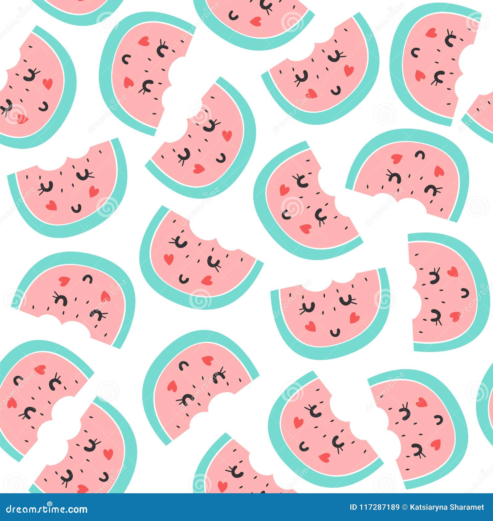 Summer Pattern with Cute Watermelon. Stock Vector - Illustration of ...