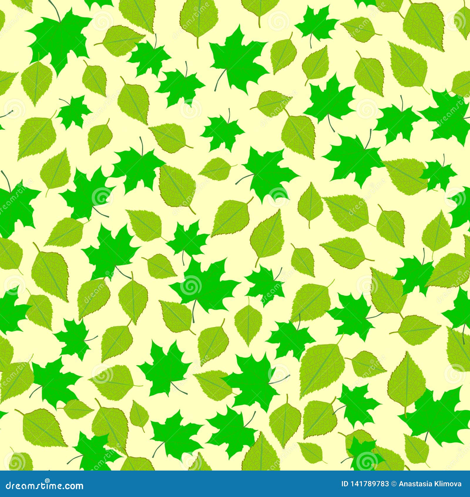 Summer Pattern of Green Leaves Stock Vector - Illustration of green ...