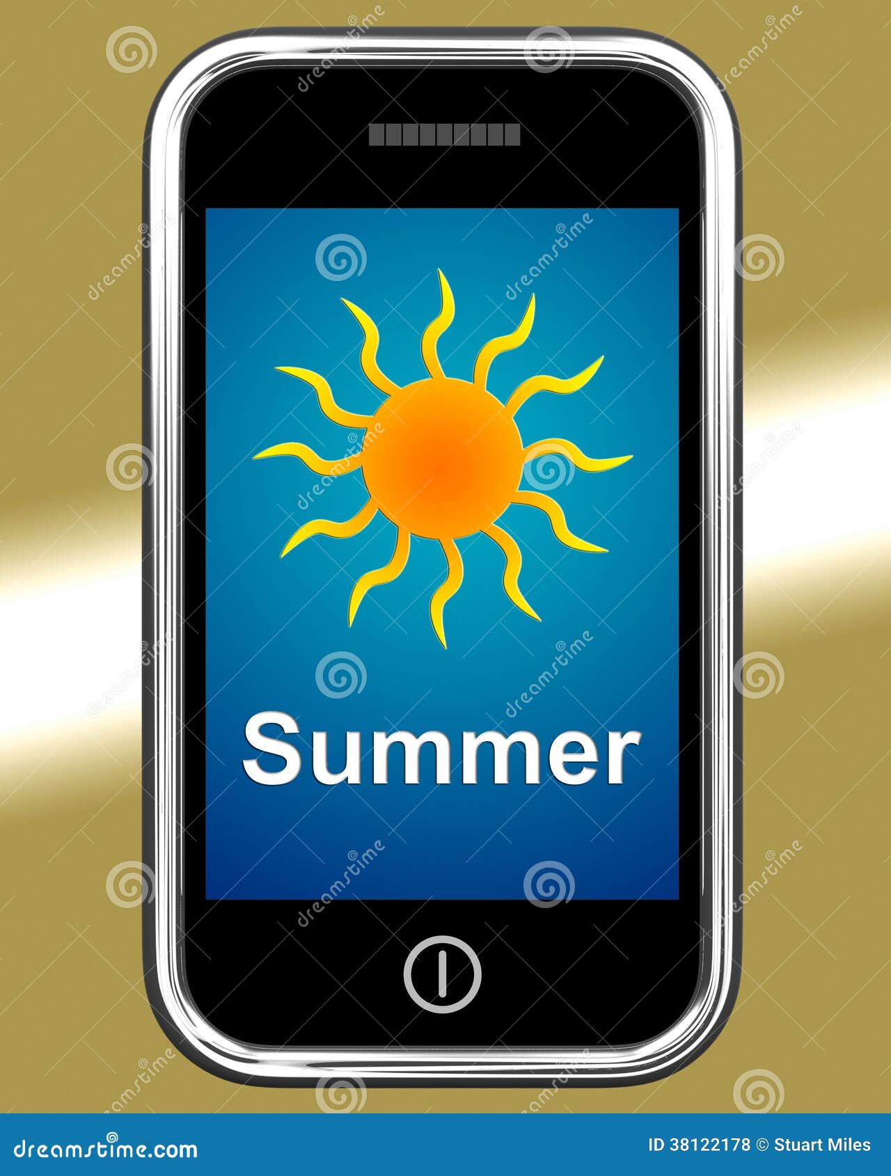 Summer on Phone Means Summertime Season Stock Illustration ...