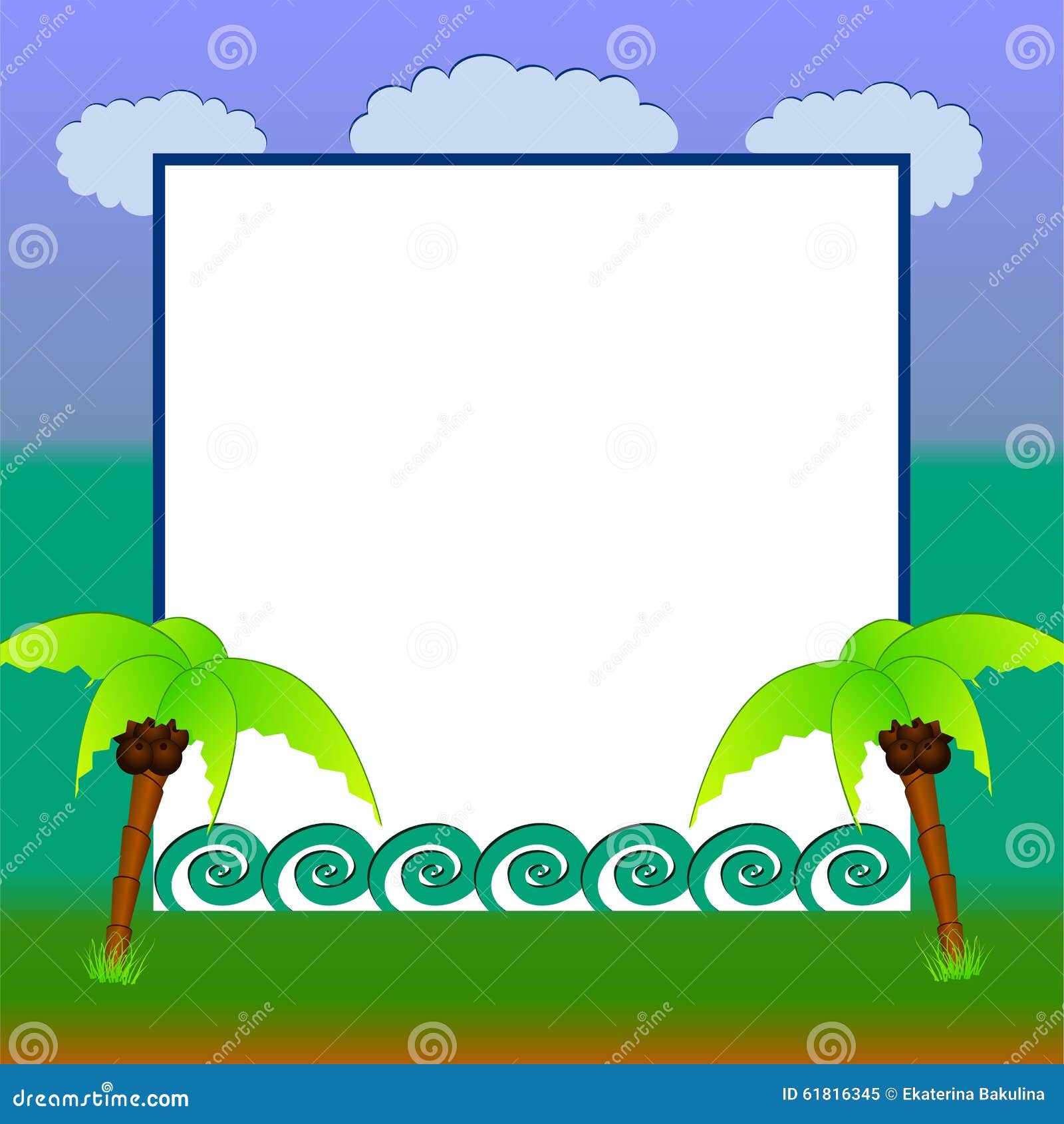 Summer photo frame stock vector. Illustration of clouds - 61816345