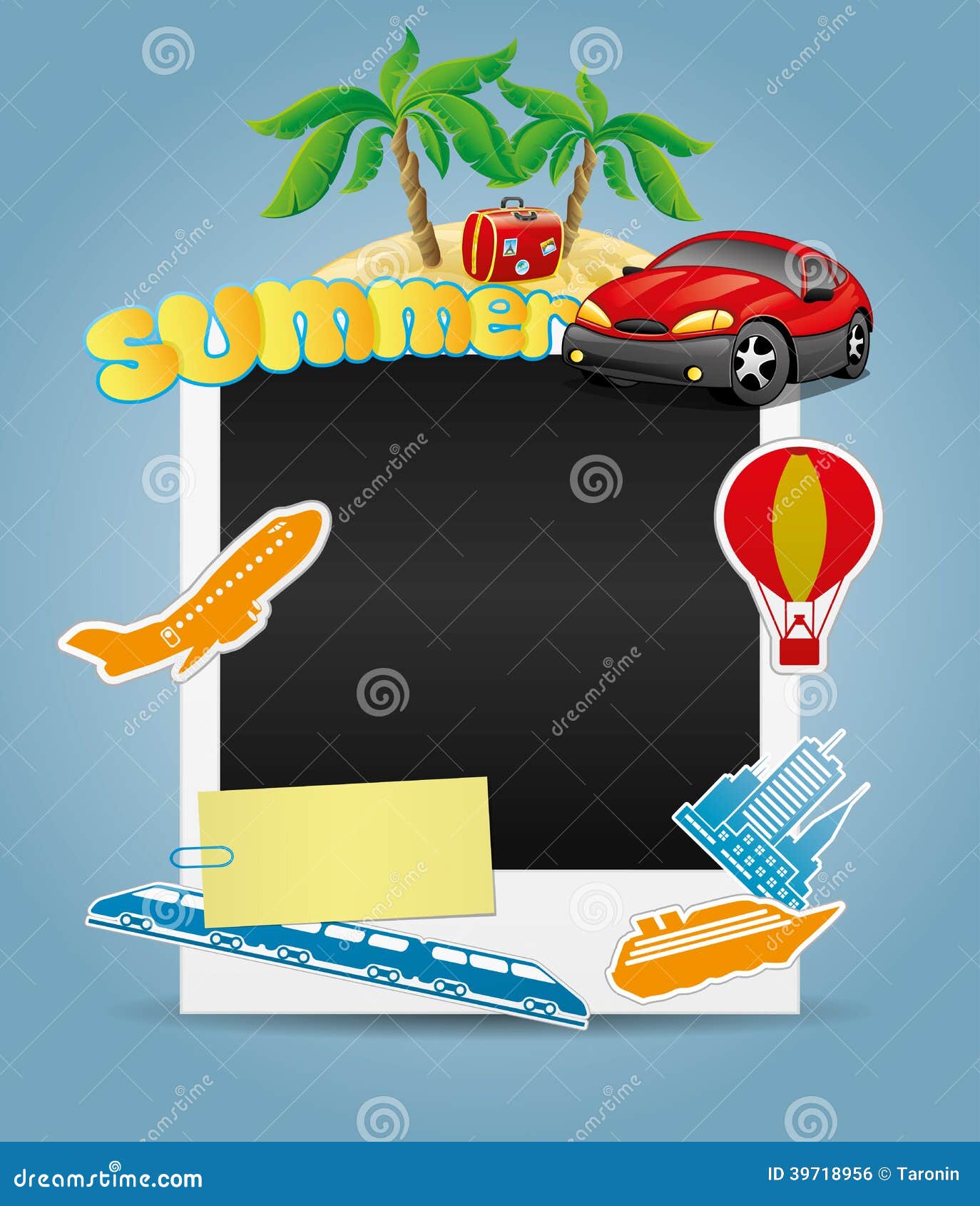 Summer photo frame. stock vector. Illustration of decoration - 39718956