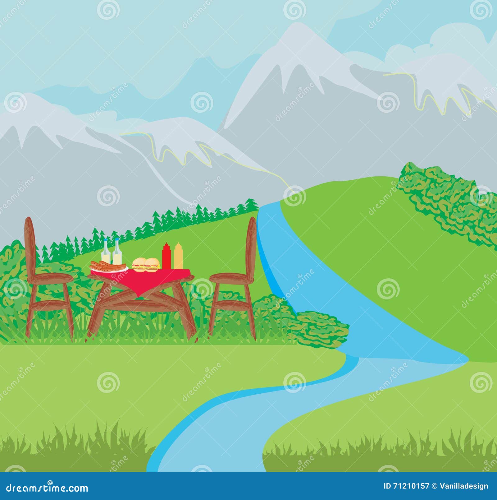 Summer picnic stock vector. Illustration of dish, card - 71210157