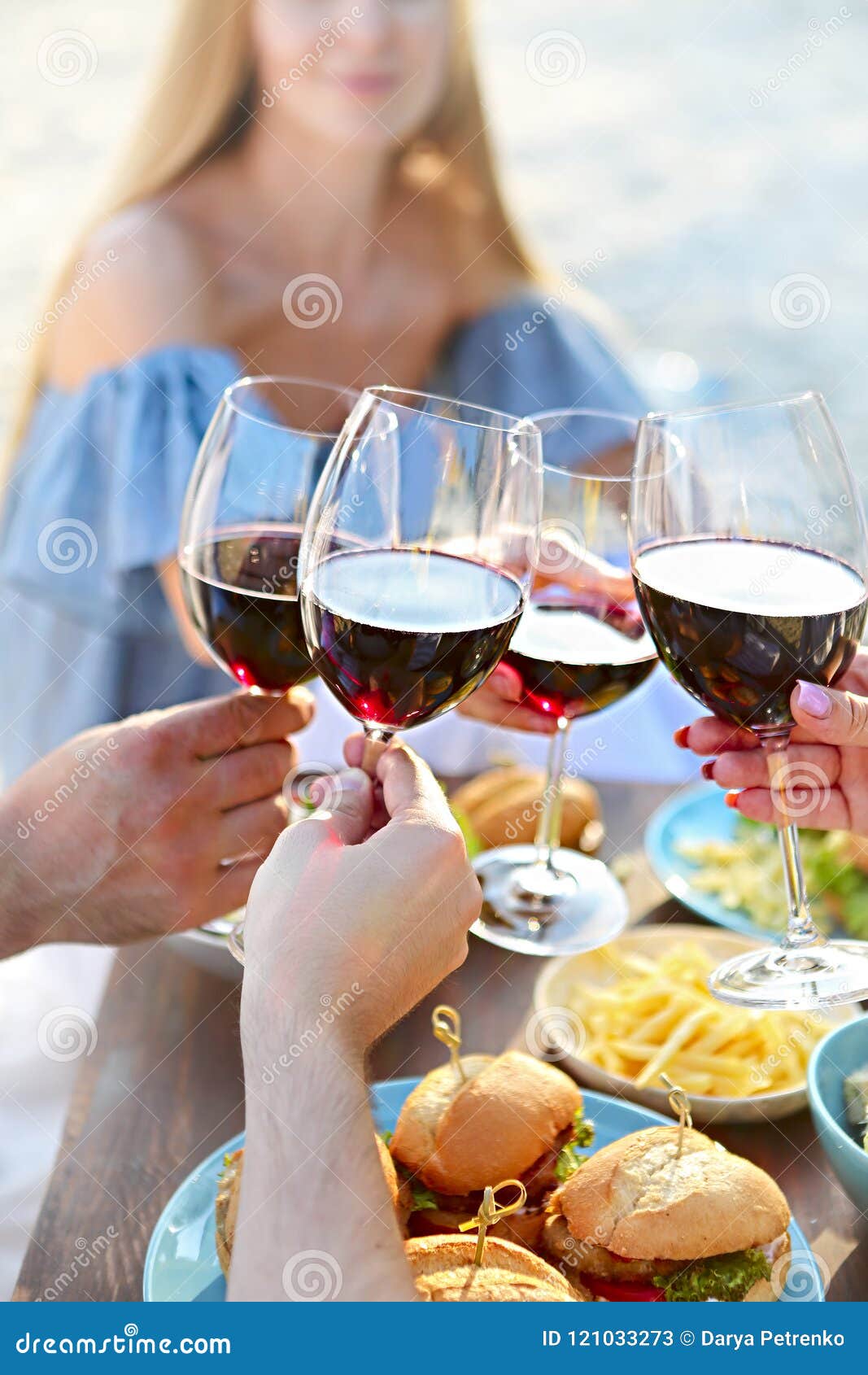 Summer Picnic With Red Wine Stock Image Image Of Freshness Male