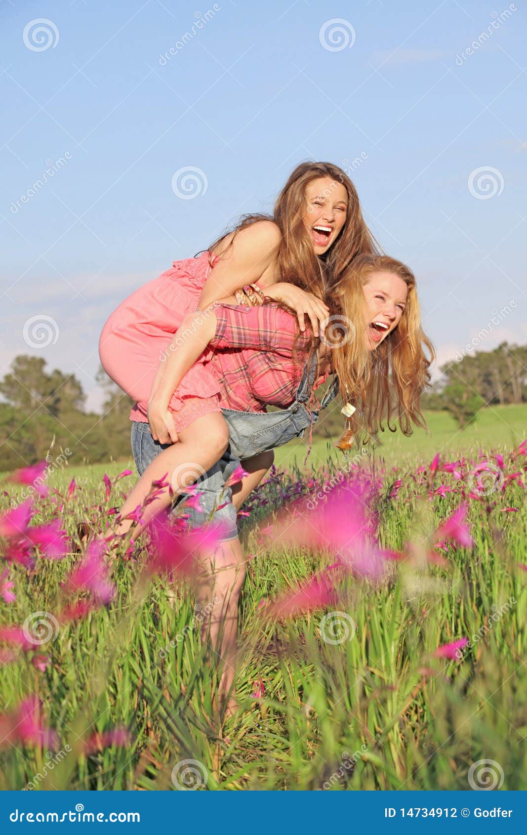 Summer piggyback stock photo. Image of youth, young, girls - 14734912