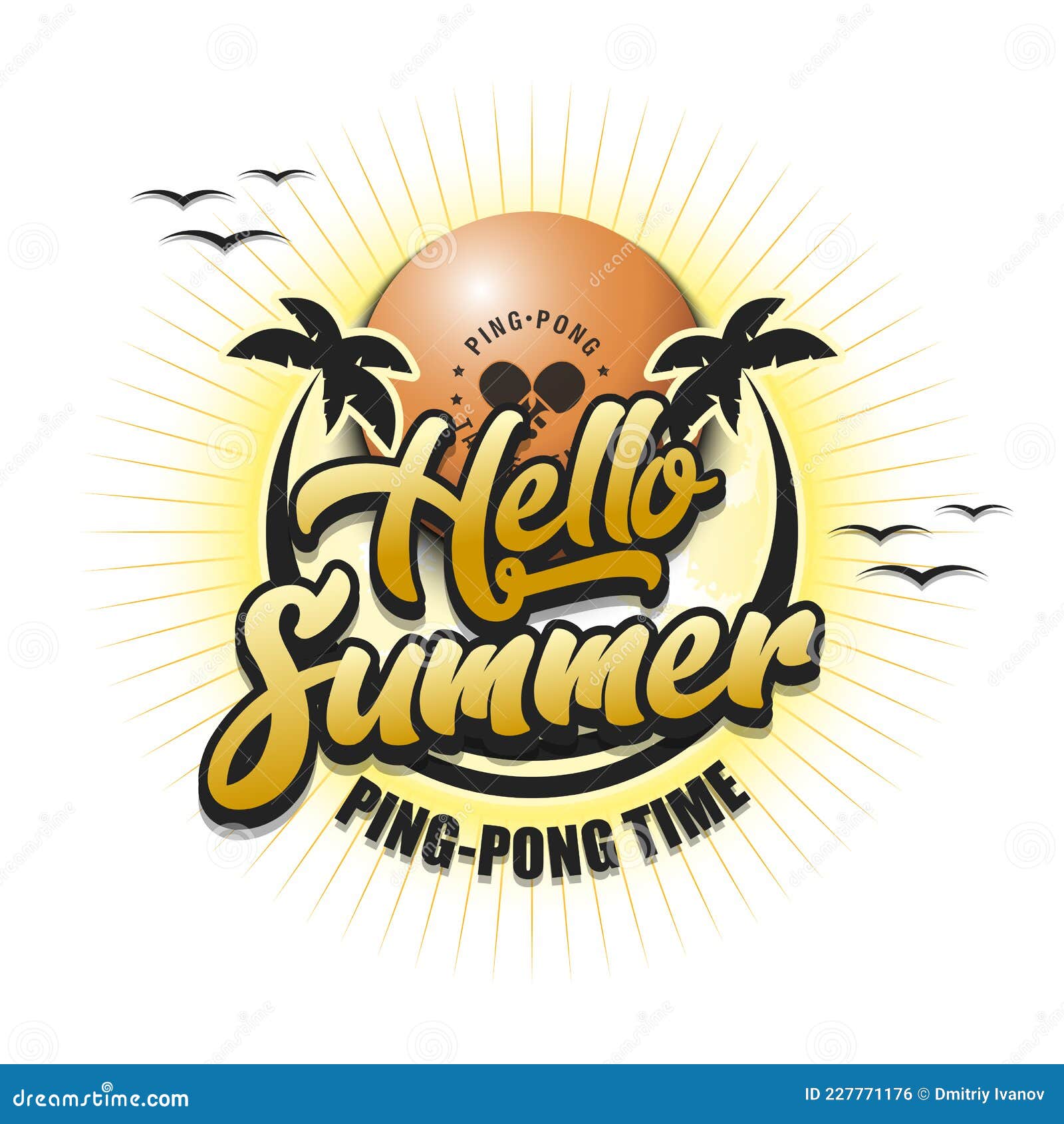 Hello Summer. Ping-pong Time Stock Vector - Illustration of print ...