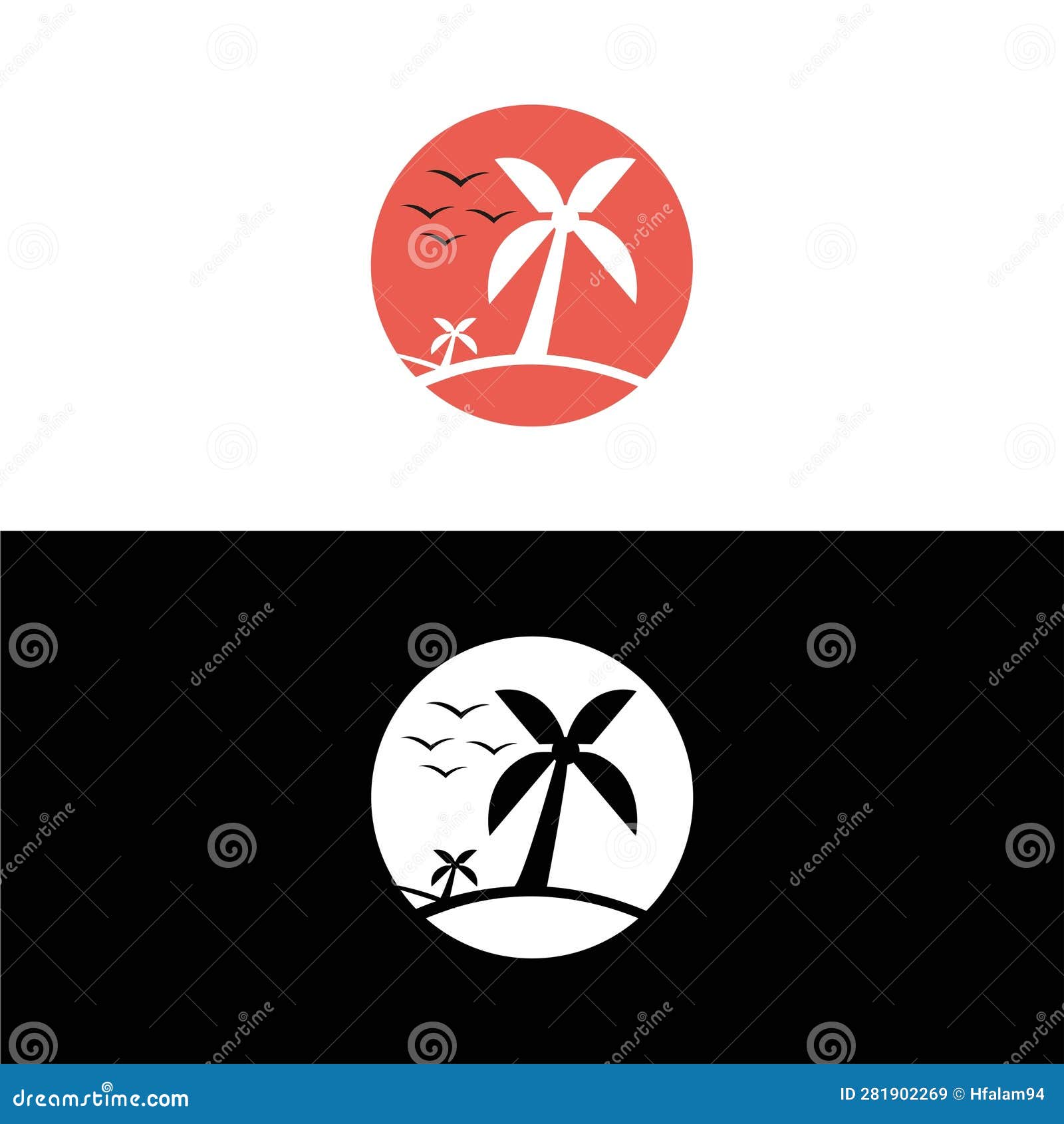 Summer Plam Tree With Wave Minimalist Blue Logo Design Icon Vector,palm ...