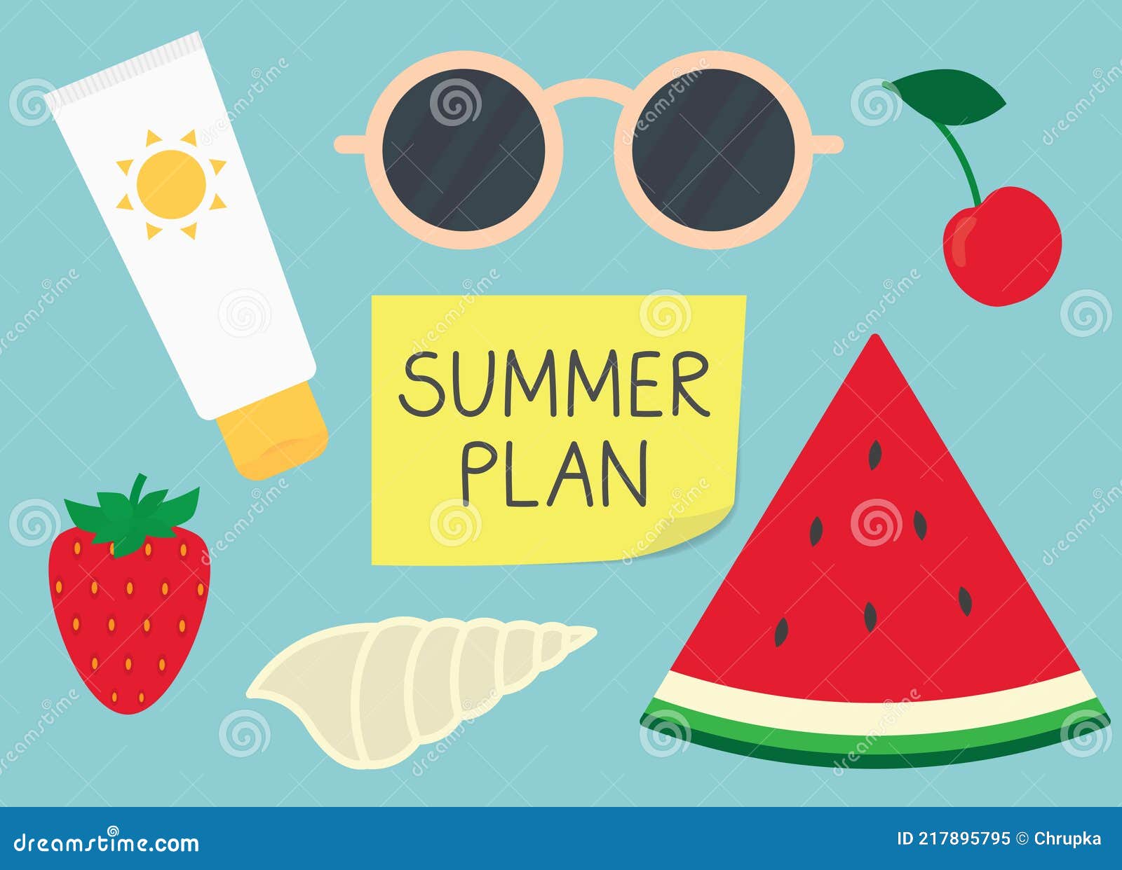 Summer Plan Written on Yellow Sticky Note Stock Vector - Illustration ...