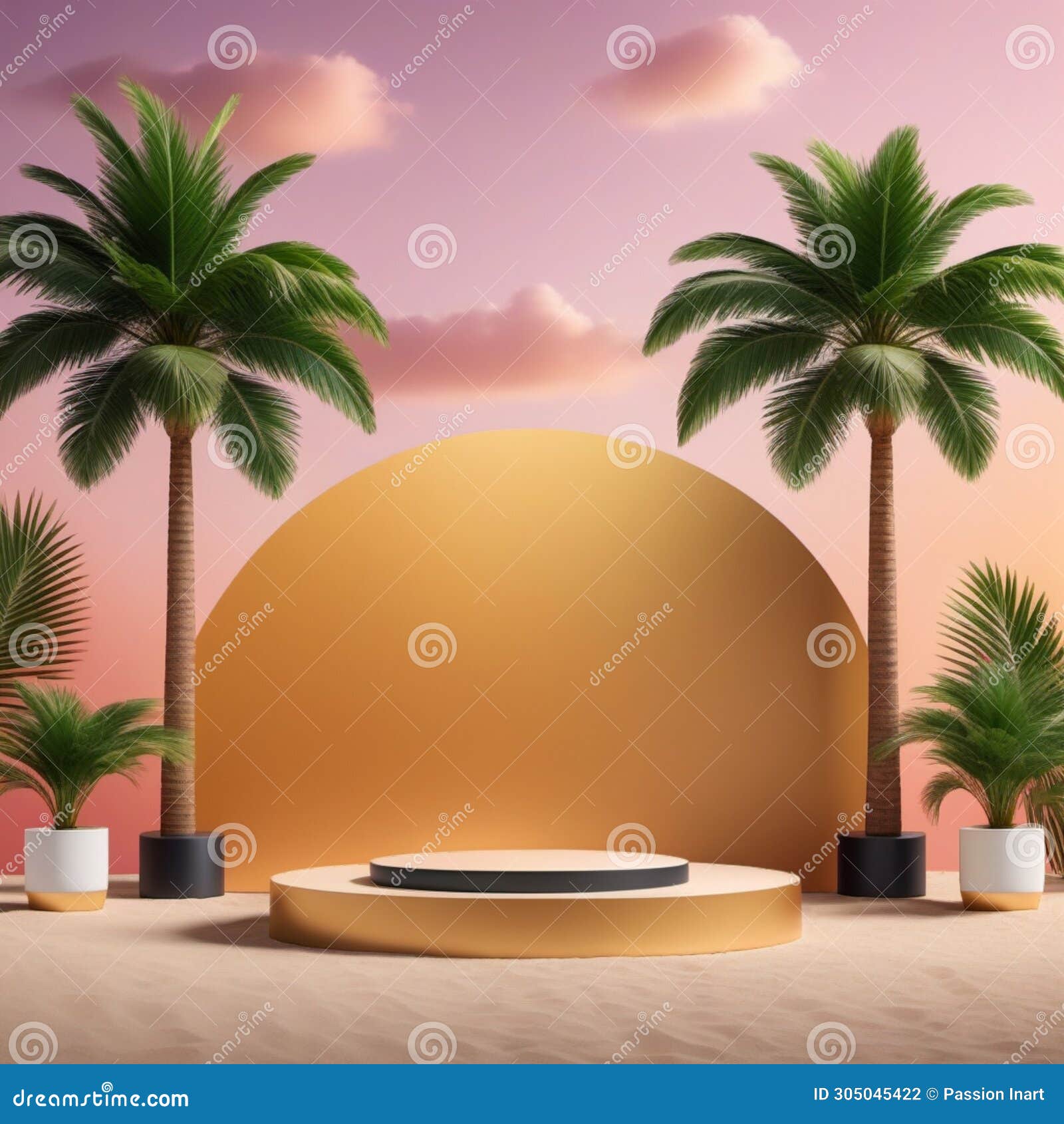 Summer Podium Showcase Product Presentation with Palm Tree Stock ...