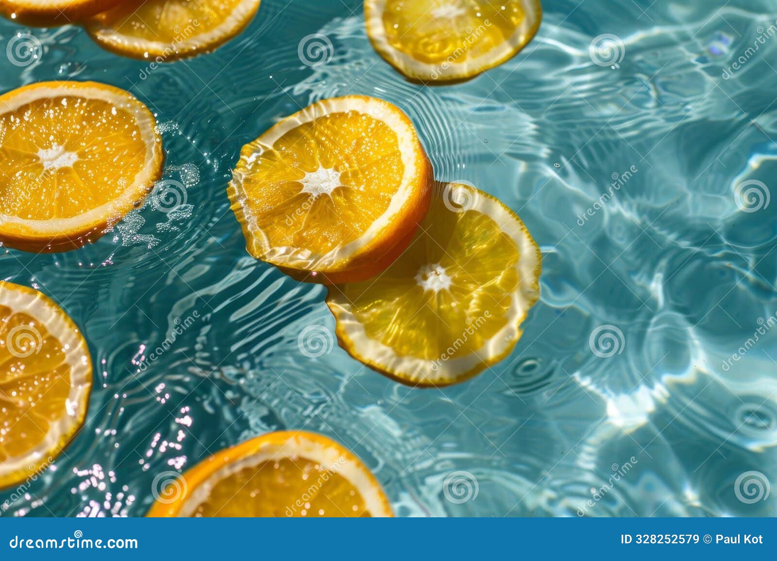 Summer Pool Background with Floating Orange Slices, Ideal Wallpaper ...