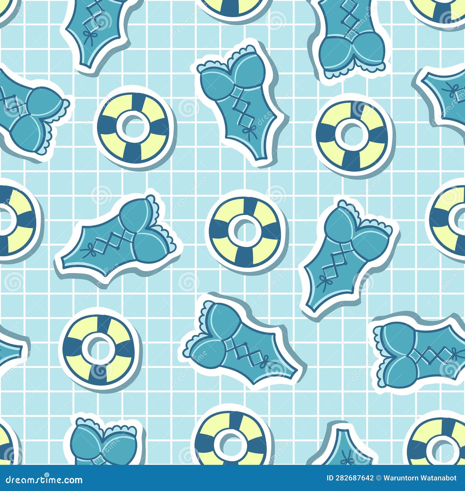 Summer Pool Sticker Doodle Pattern Stock Vector - Illustration of water ...