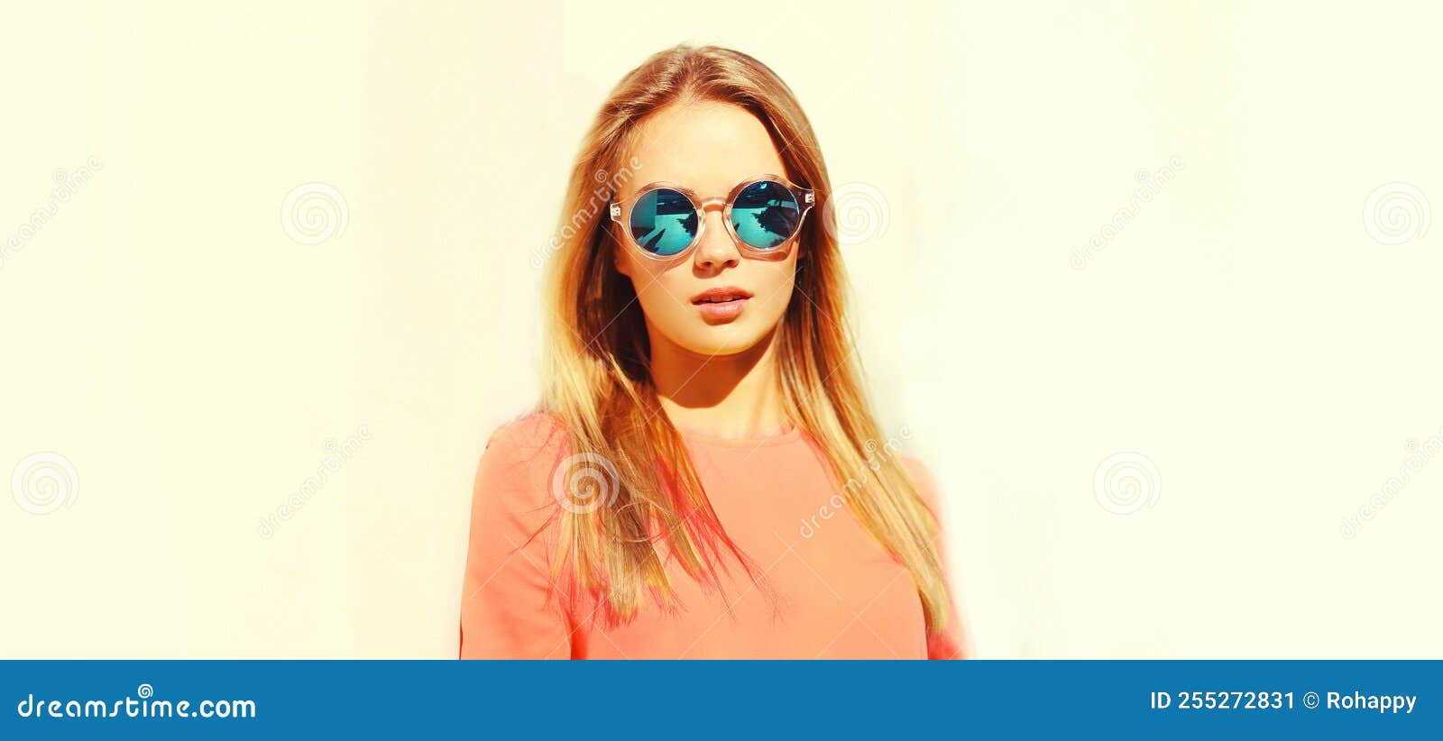 Summer Portrait Of Stylish Blonde Young Woman Wearing Sunglasses In The