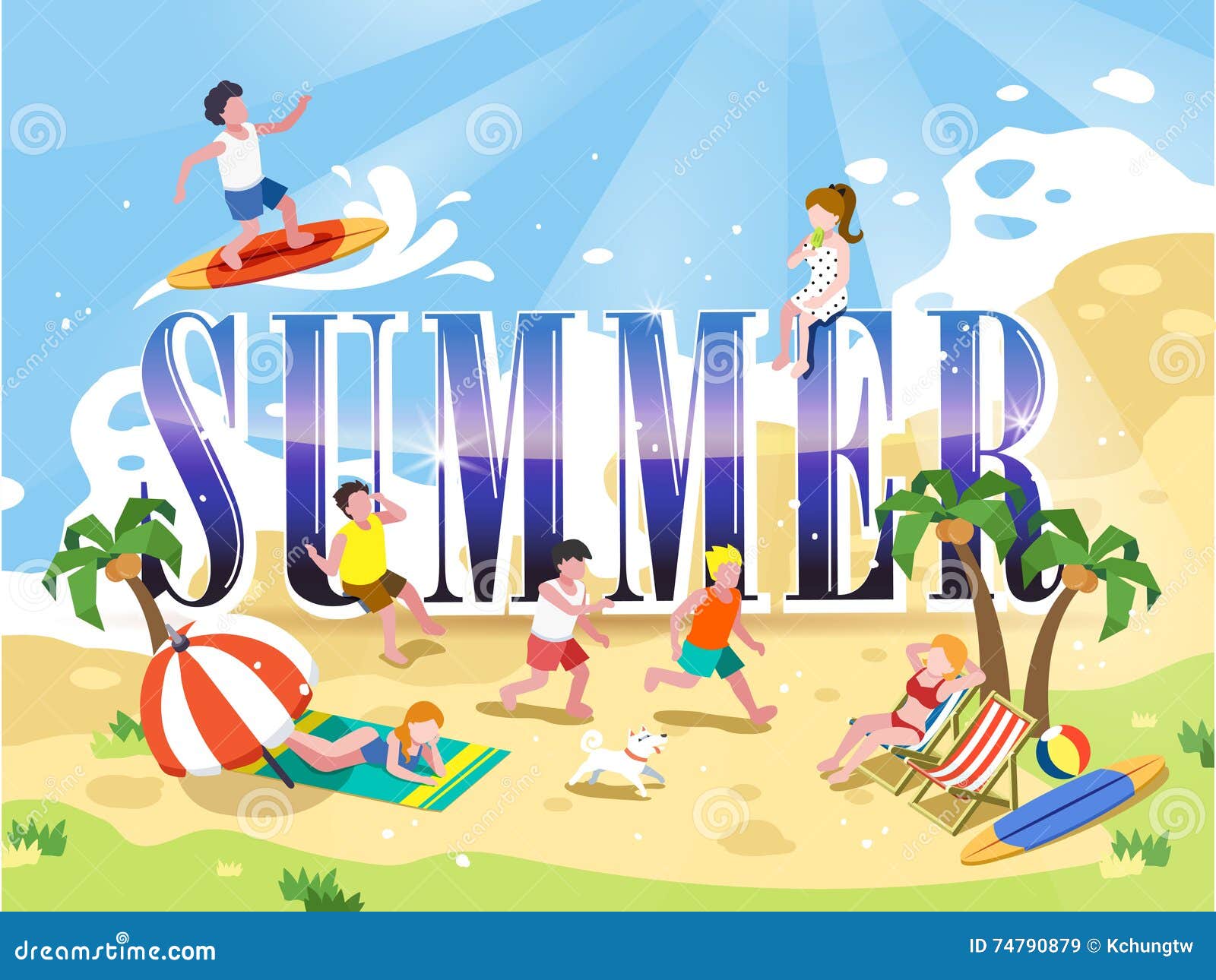 Summer poster design stock illustration. Illustration of cool - 74790879