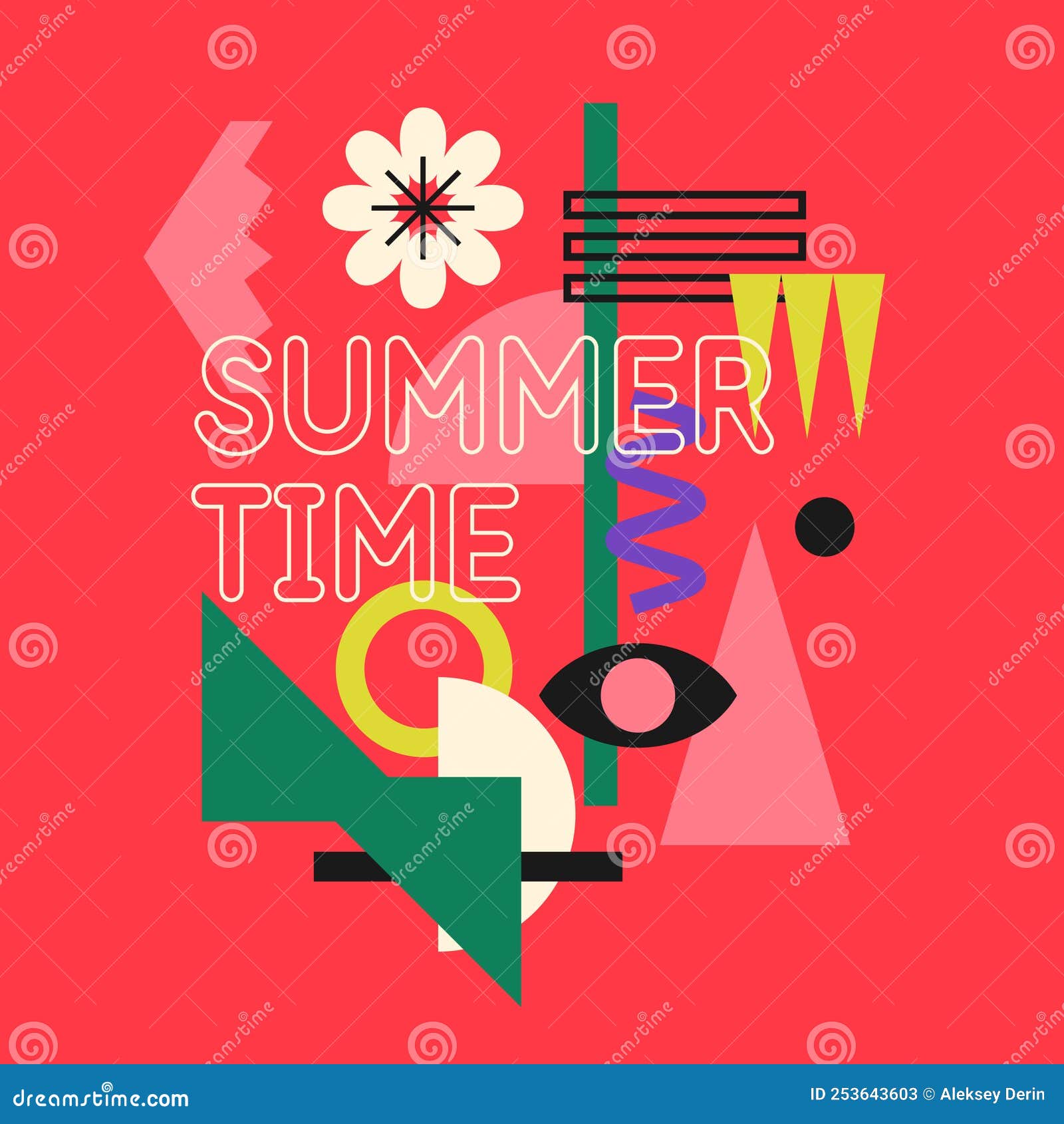 Summer Poster in a Modern Style. Vector Illustration. Stock Vector ...