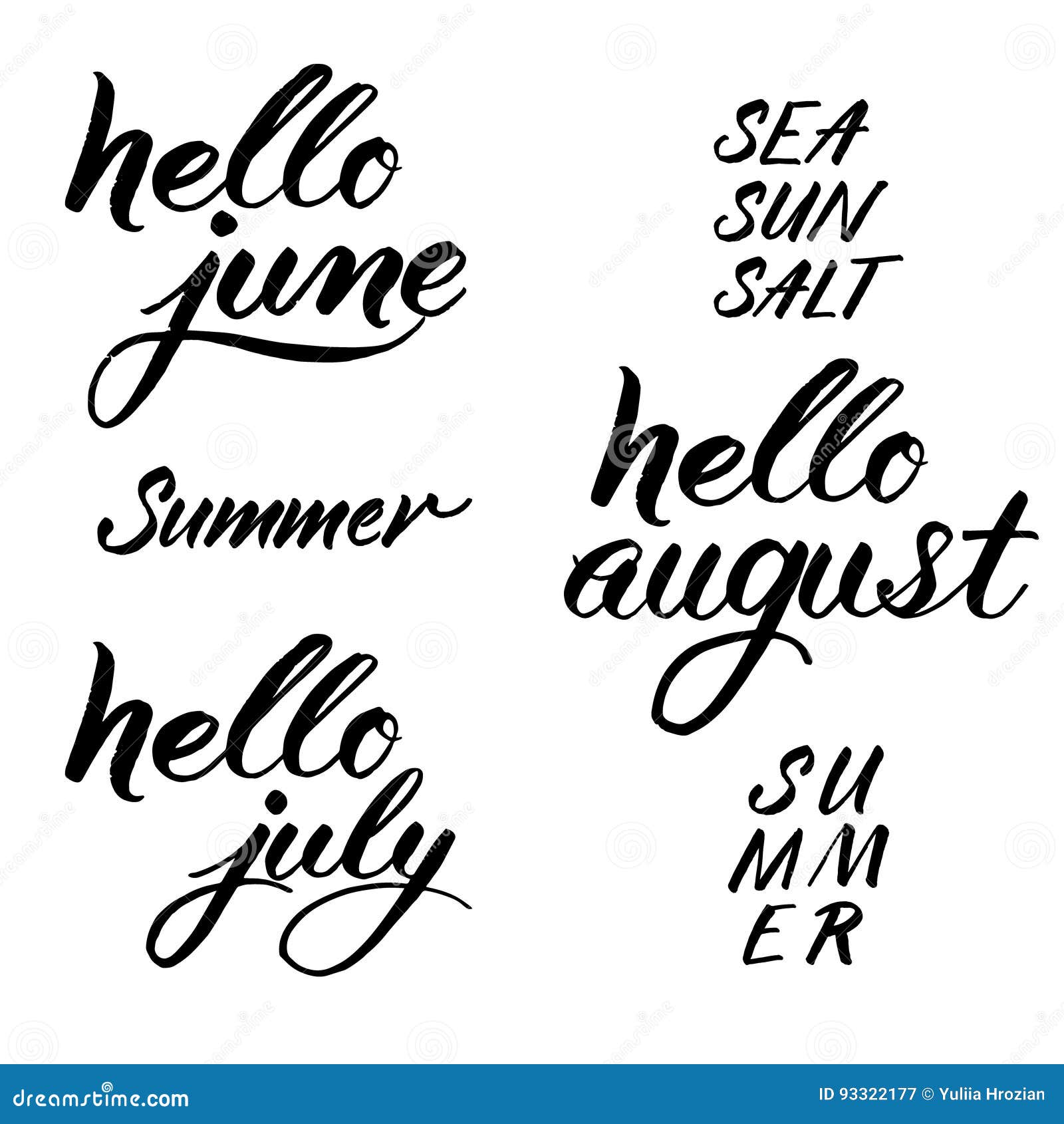 Summer Qoutes Set with Modern Calligraphy Stock Illustration ...