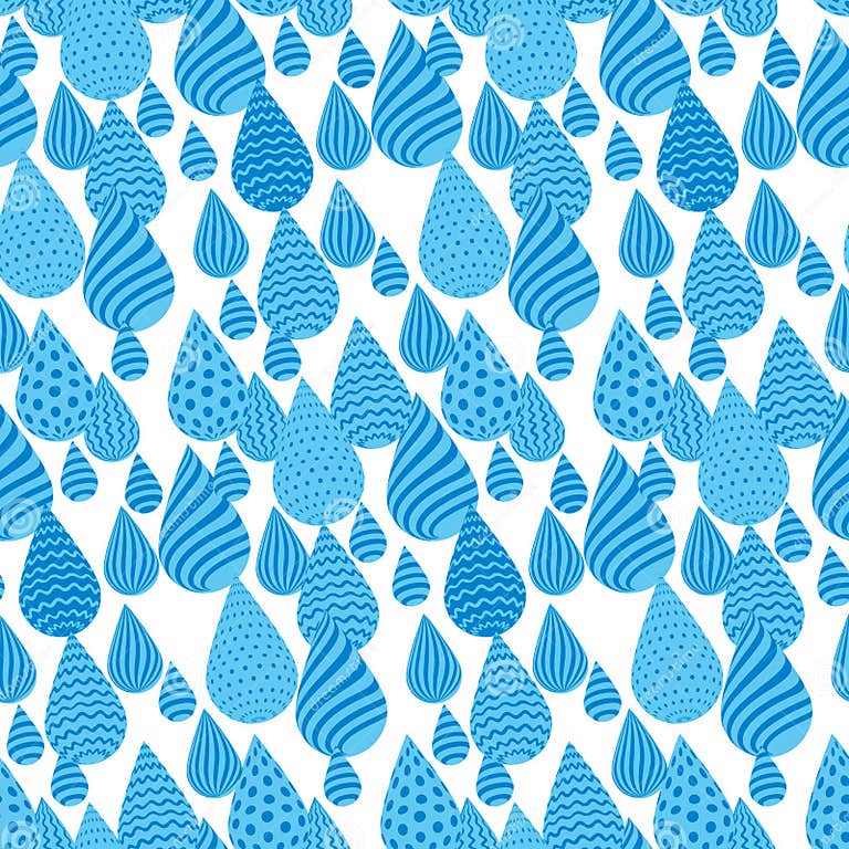 Summer Rain Concept Drops Seamless Pattern. Stock Vector - Illustration ...