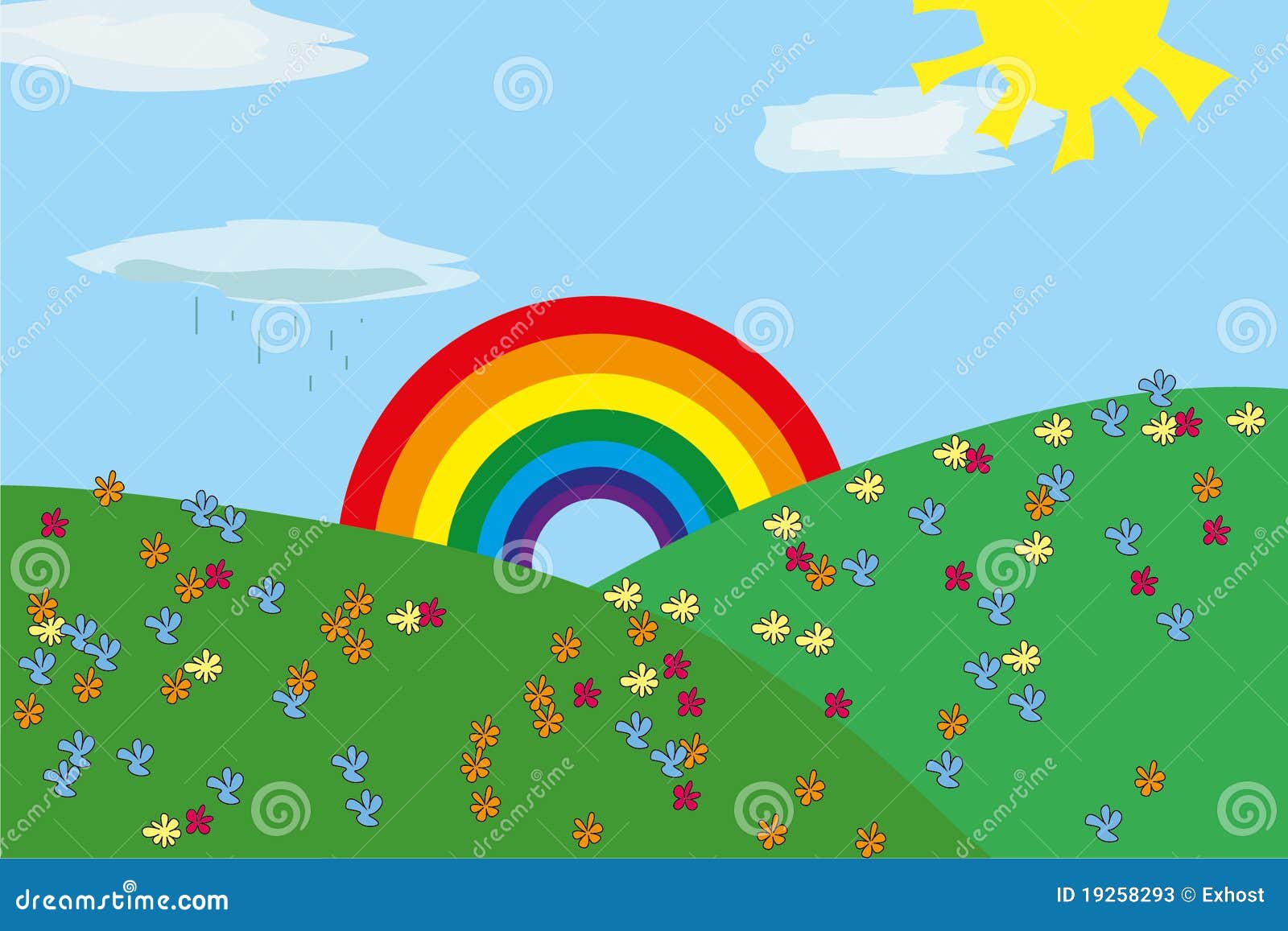 Summer rainbow stock vector. Illustration of plant, meadow - 19258293