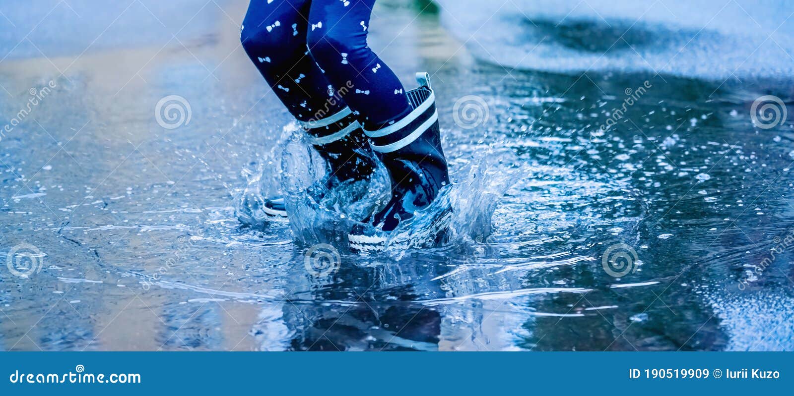 Summer Rainy Weather. Child Splashing in Puddle Stock Image - Image of ...