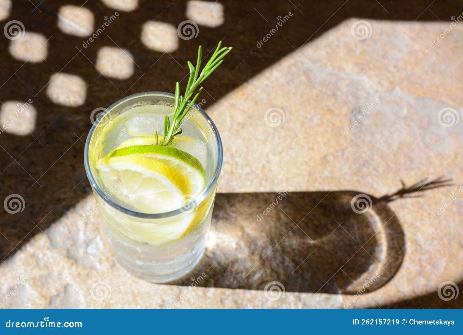 Summer Refreshing Lemonade on Light Brown Table, Space for Text Stock ...