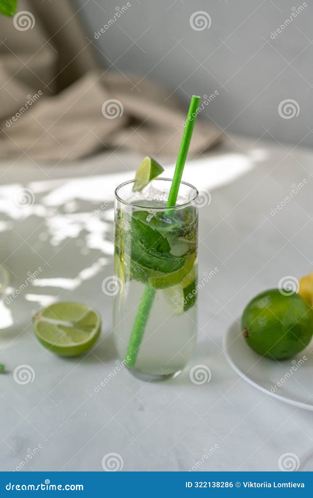 Summer Refreshing Mojito Mocktail Drink on Table with Natural Aesthetic ...