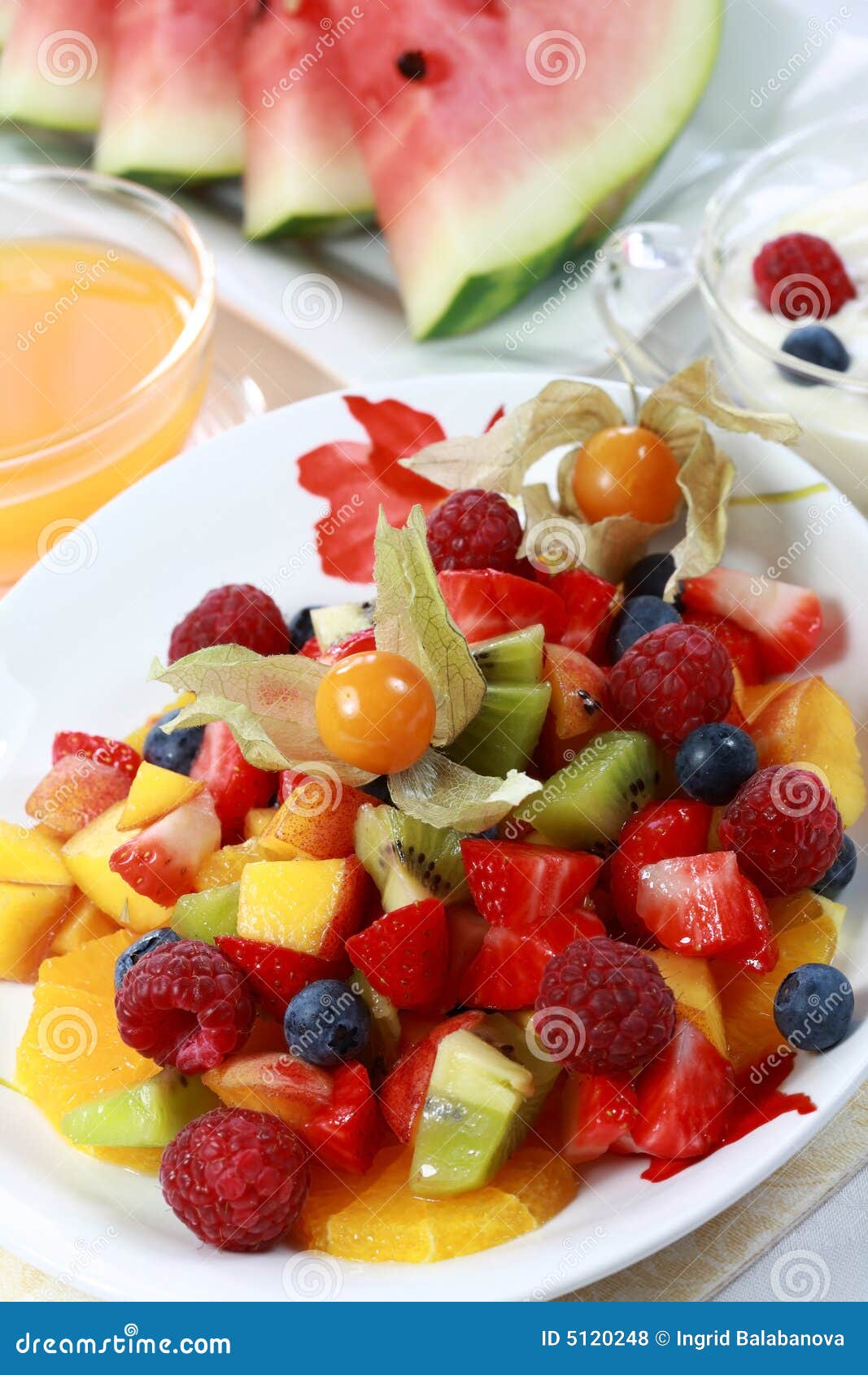 Summer Refreshment - Fruit Salad Stock Photo - Image of calorie, kiwi ...