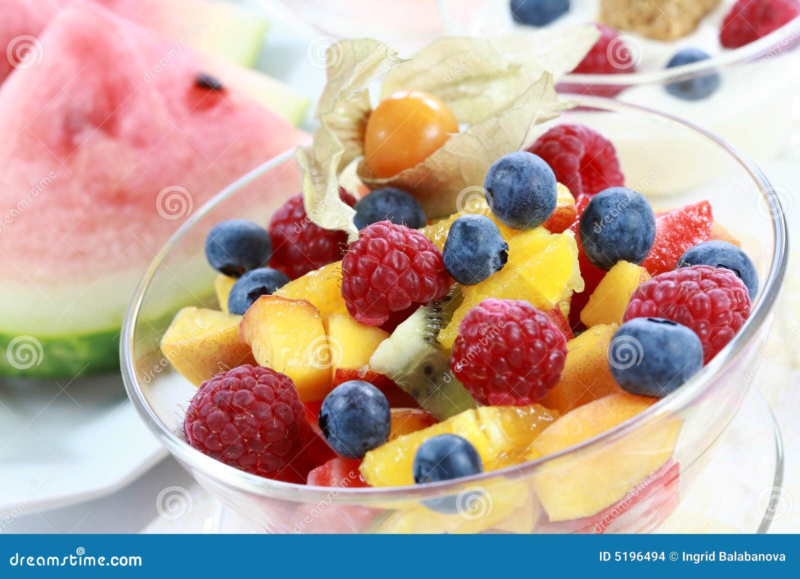 Summer Refreshment - Fruit Salad Stock Photo - Image of diet, blueberry ...