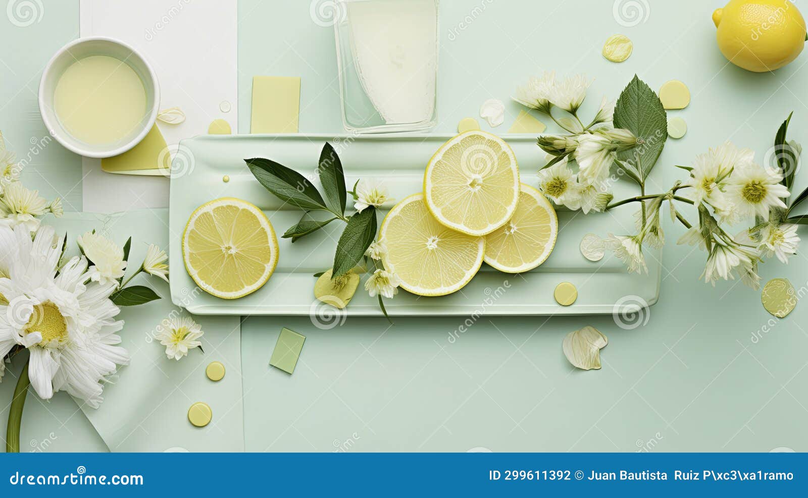 Summer Refreshment: Ice Cold Lemonade with Fresh Lemons and Daisies on ...