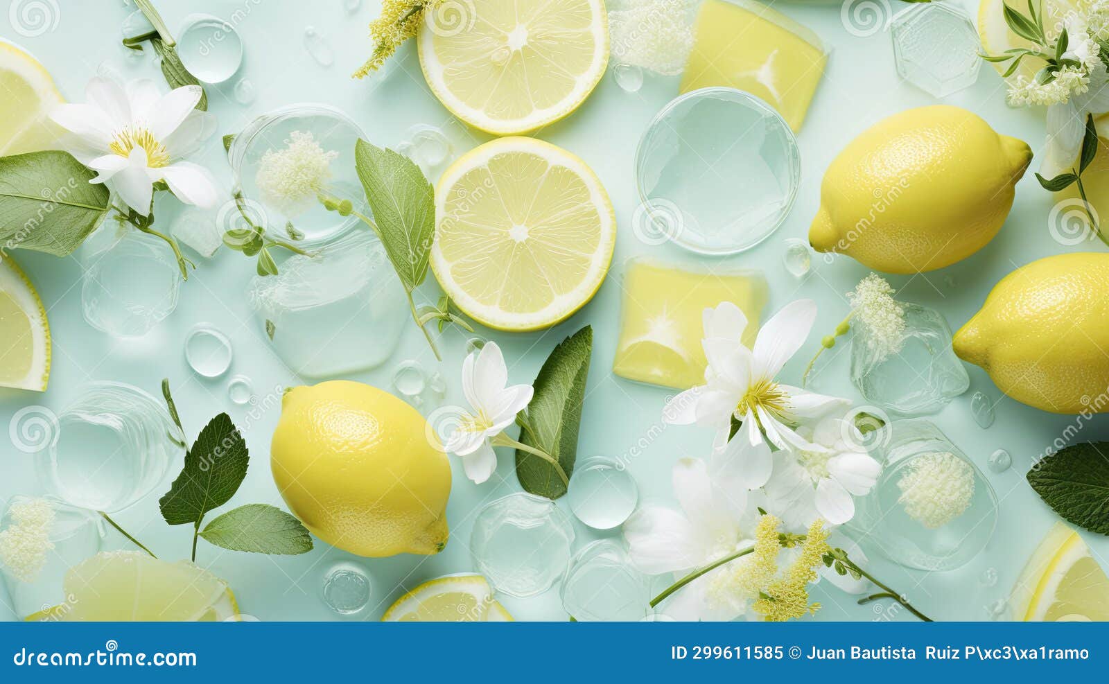 Summer Refreshment: Ice Cold Lemonade with Fresh Lemons and Daisies on ...