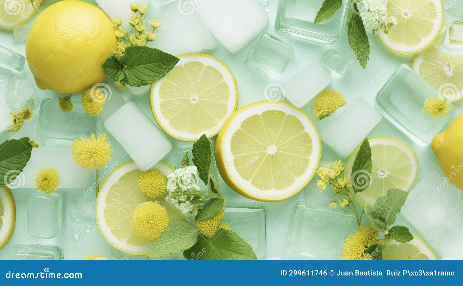 Summer Refreshment: Ice Cold Lemonade with Fresh Lemons and Daisies on ...