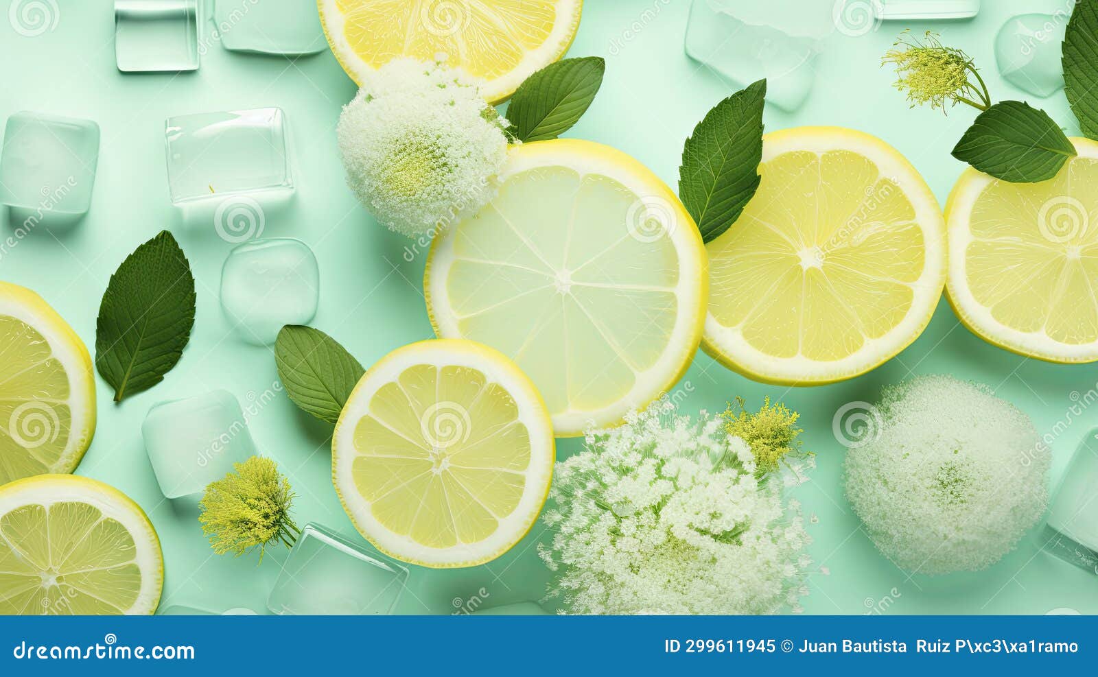Summer Refreshment: Ice Cold Lemonade with Fresh Lemons and Daisies on ...