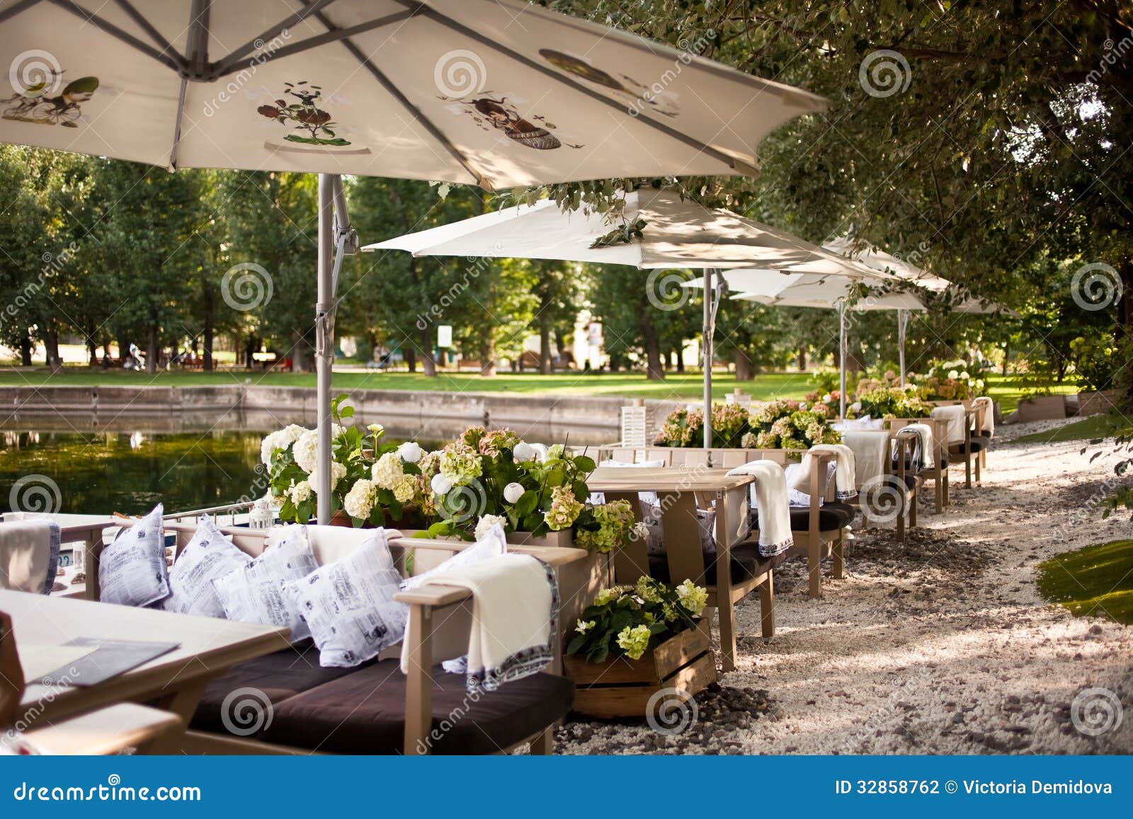 Summer restaurant terrace stock photo. Image of blank - 32858762