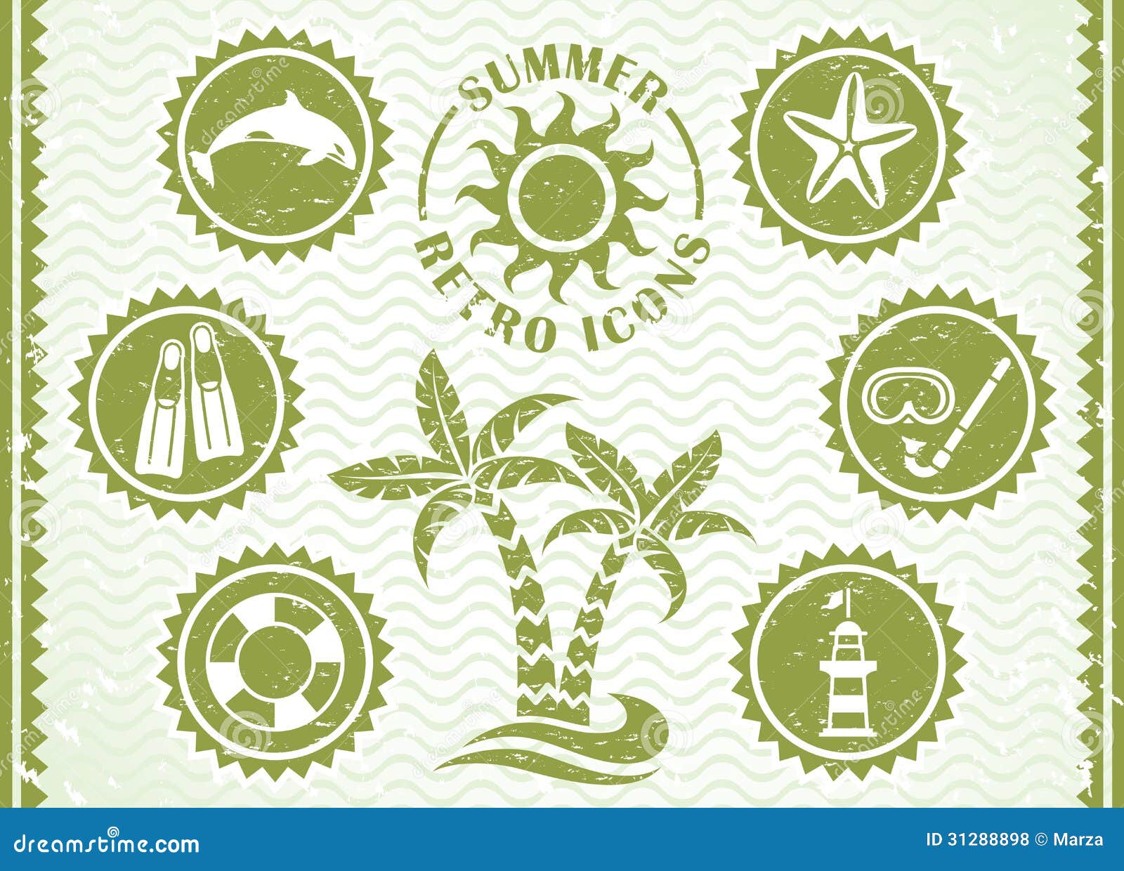 Summer retro icons stock vector. Illustration of season - 31288898