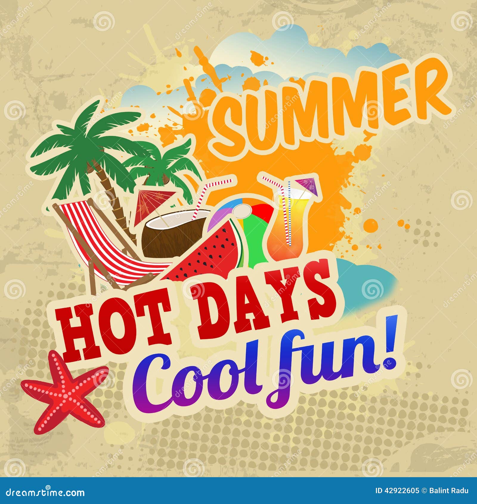 Summer retro poster stock vector. Illustration of 1950s - 42922605