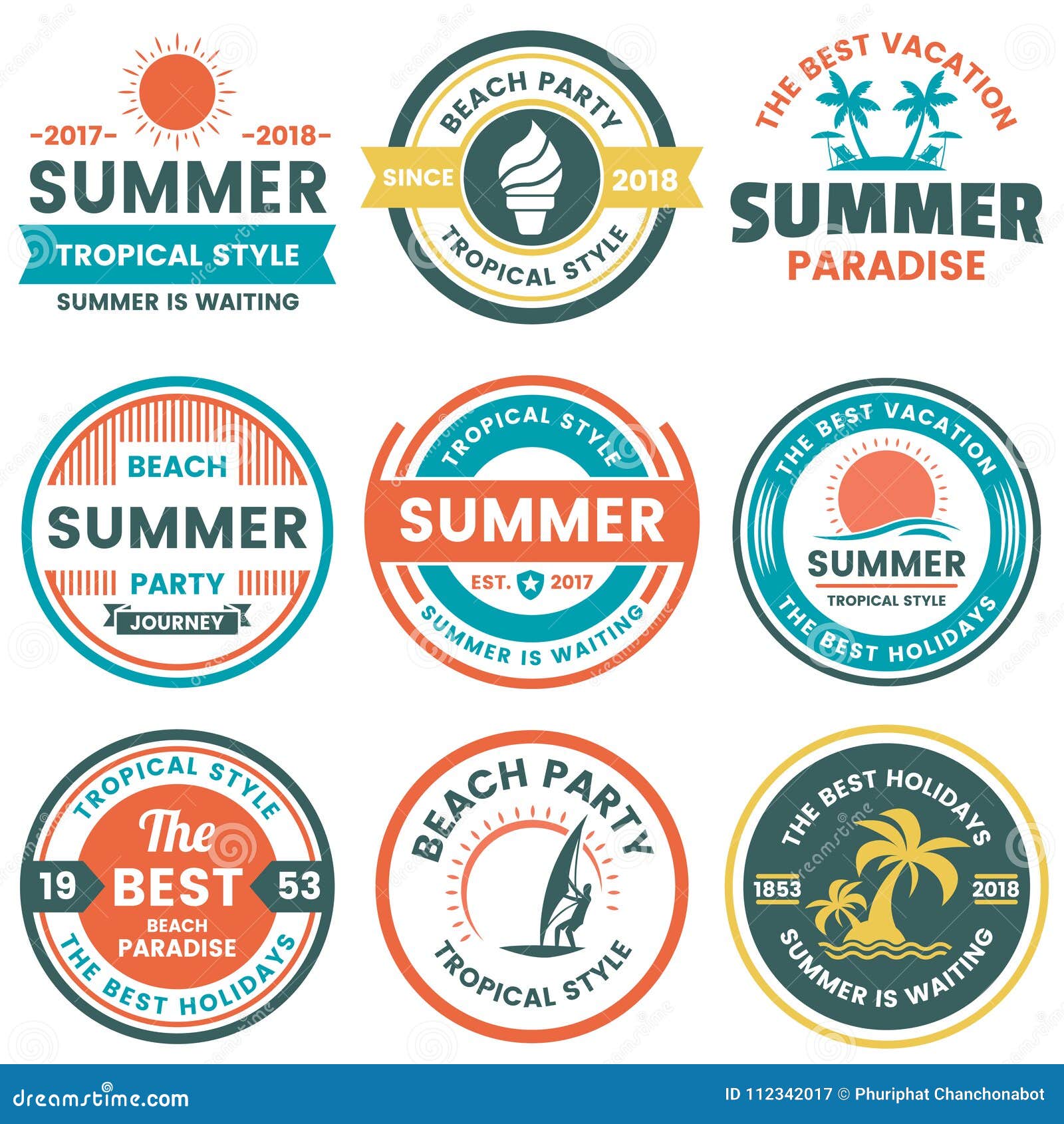 Summer Retro Vector Logo for Banner Stock Vector - Illustration of ...