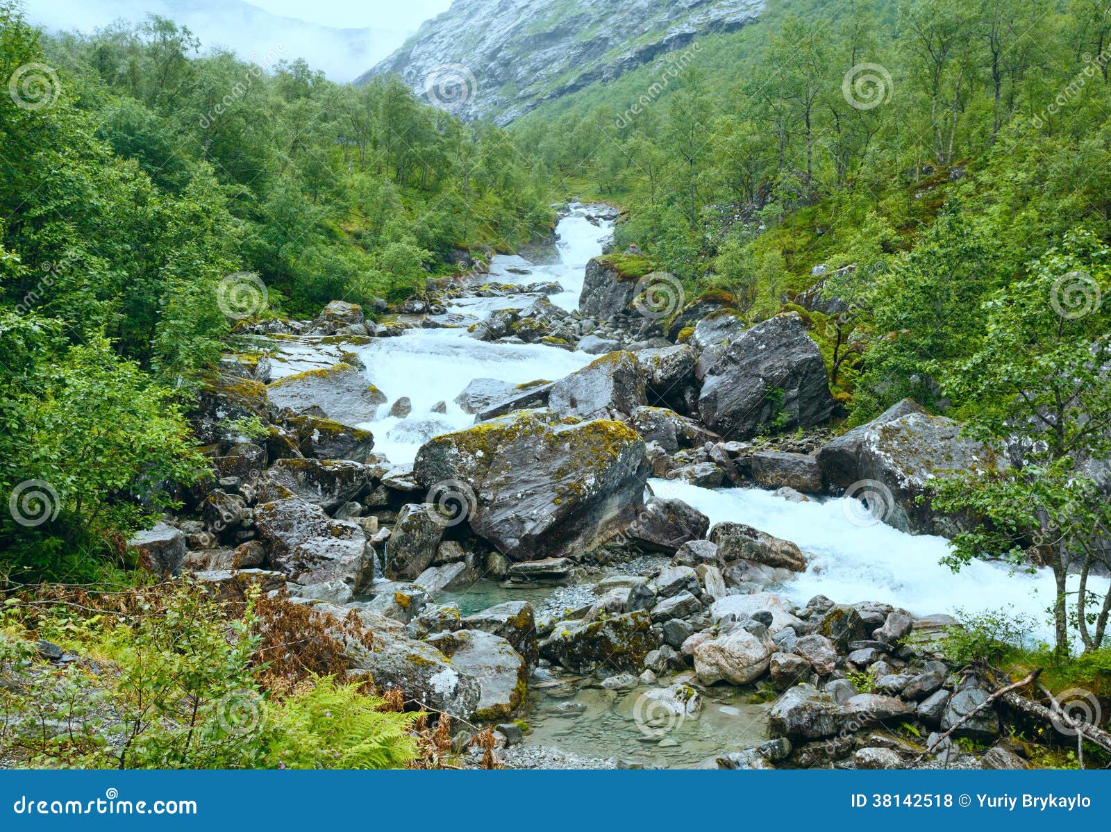 Summer River on Mountain Slope (Norway). Stock Photo - Image of hill ...
