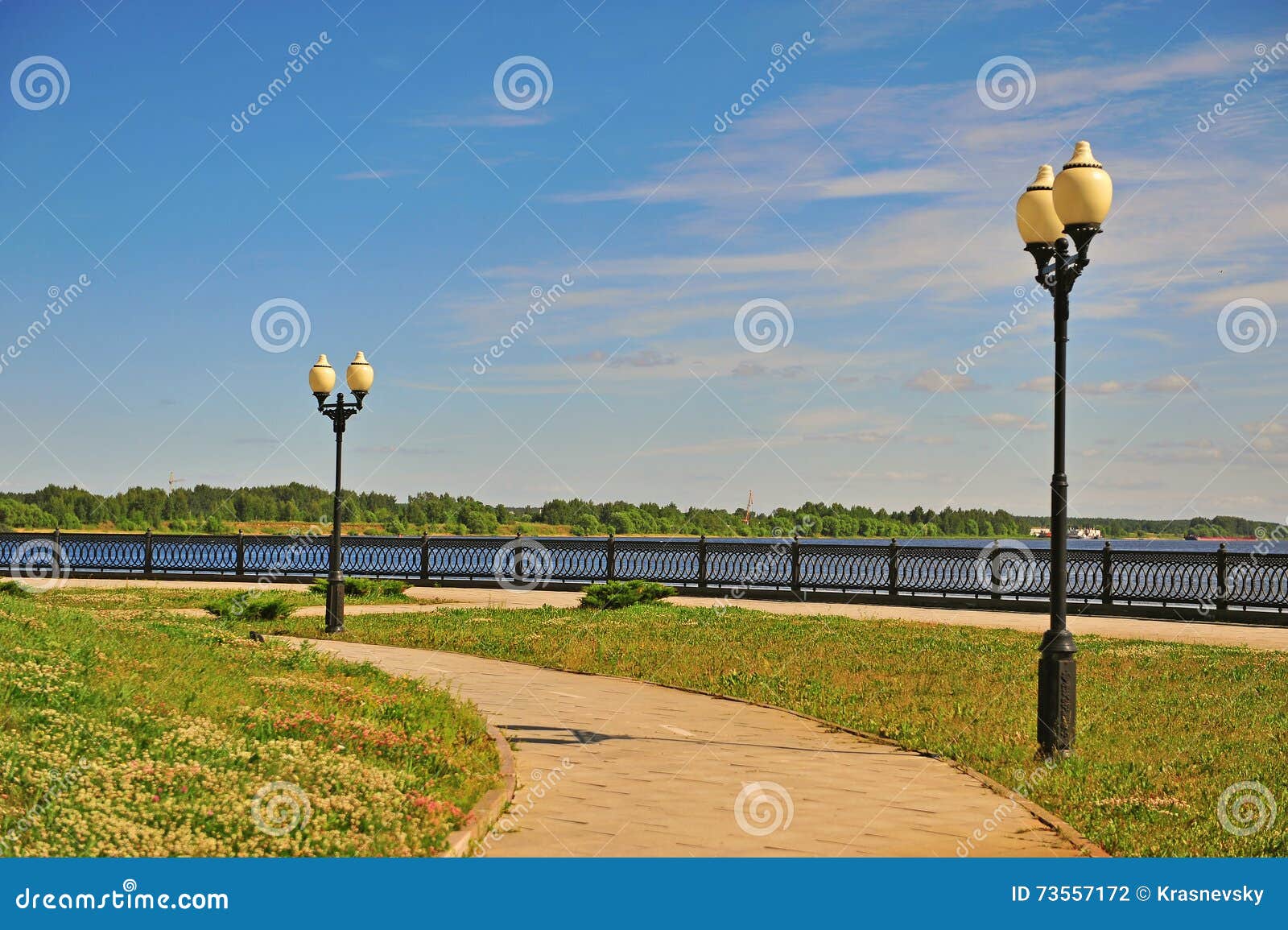 Summer riverside stock photo. Image of street, summer - 73557172