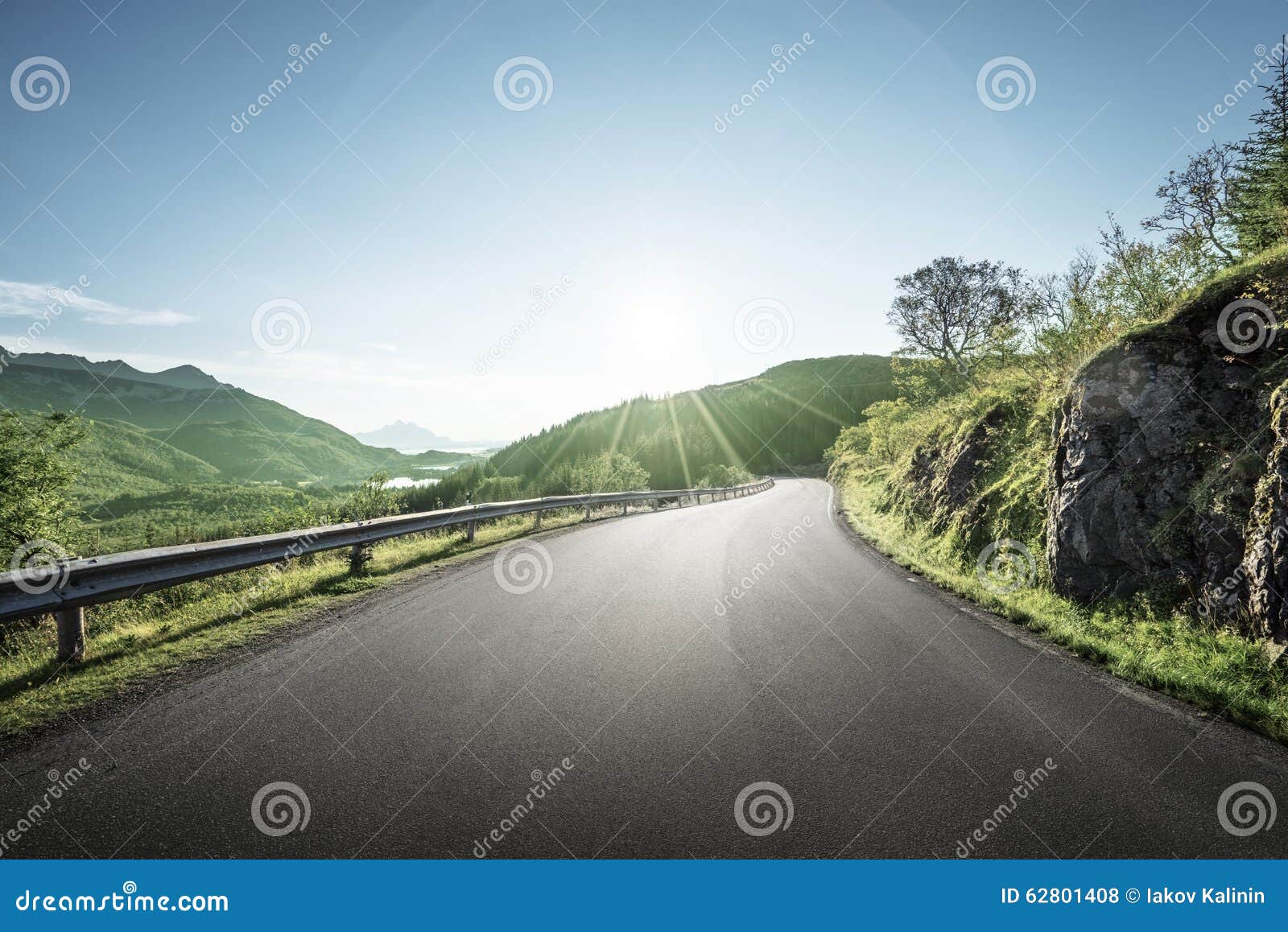 Summer Road in Mountain, Lofoten Islands Stock Photo - Image of cloud ...