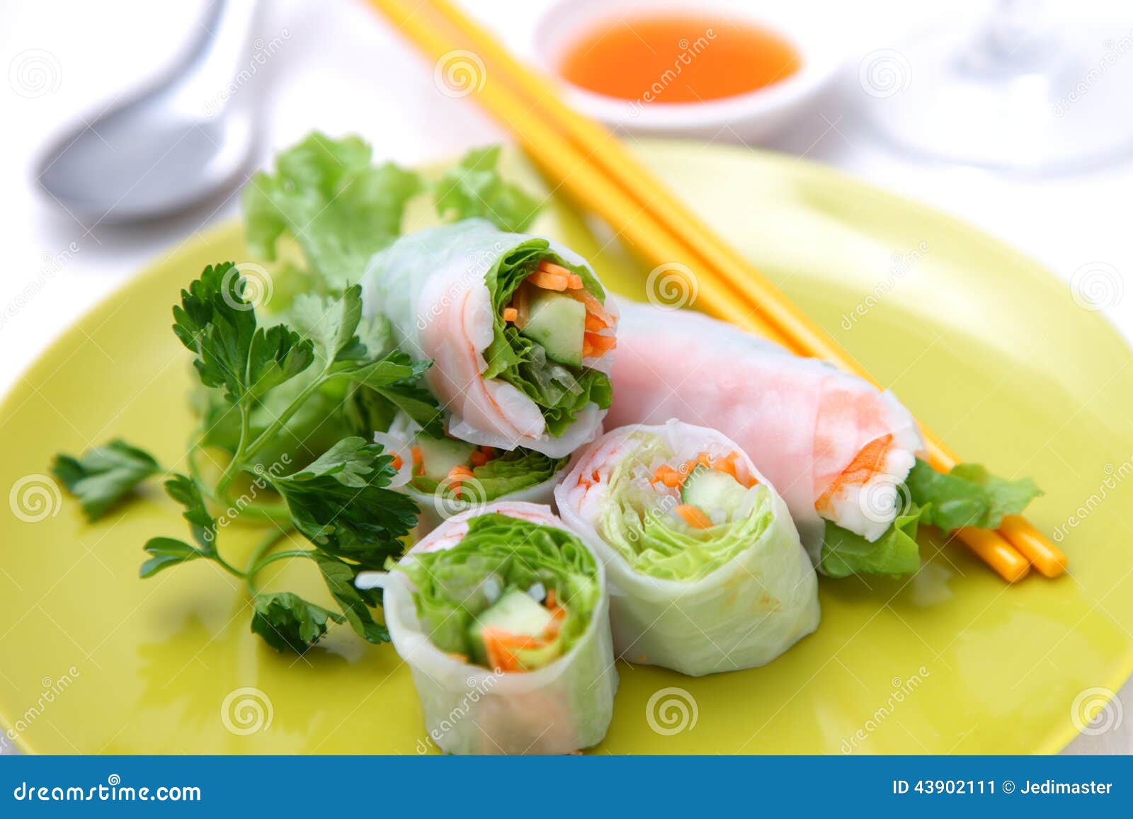 Summer rolls stock image. Image of spoon, ethnic, seafood - 43902111