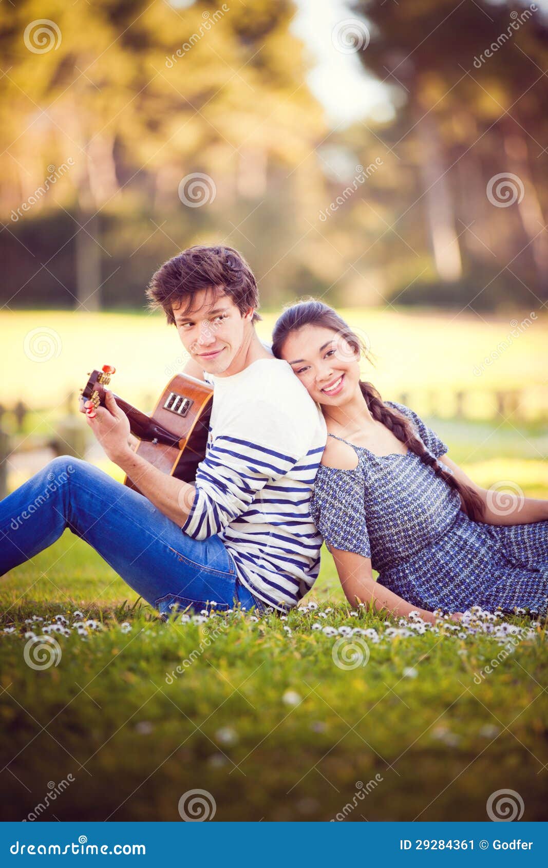 Summer romance with guitar stock image. Image of play - 29284361