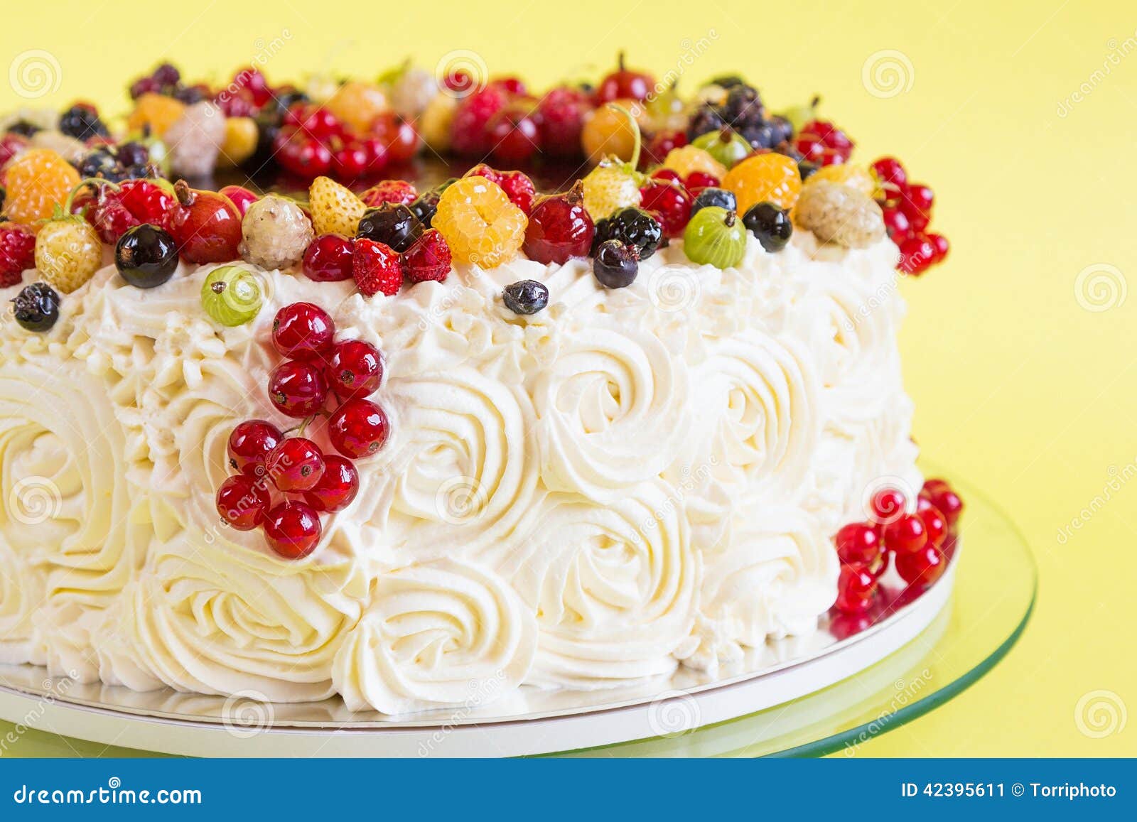 Summer Rosette Cake with Fruits Stock Image - Image of redcurrant, home ...