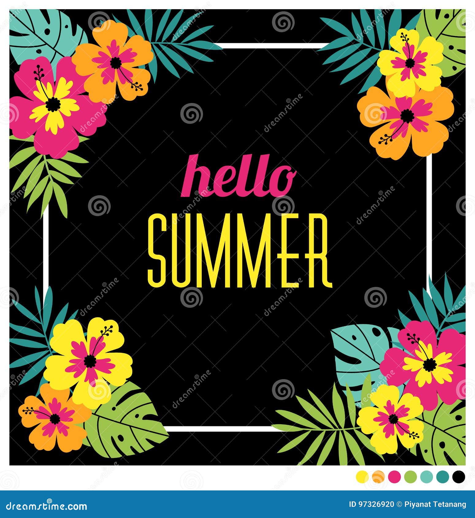 Summer rounded shape frame stock illustration. Illustration of ...